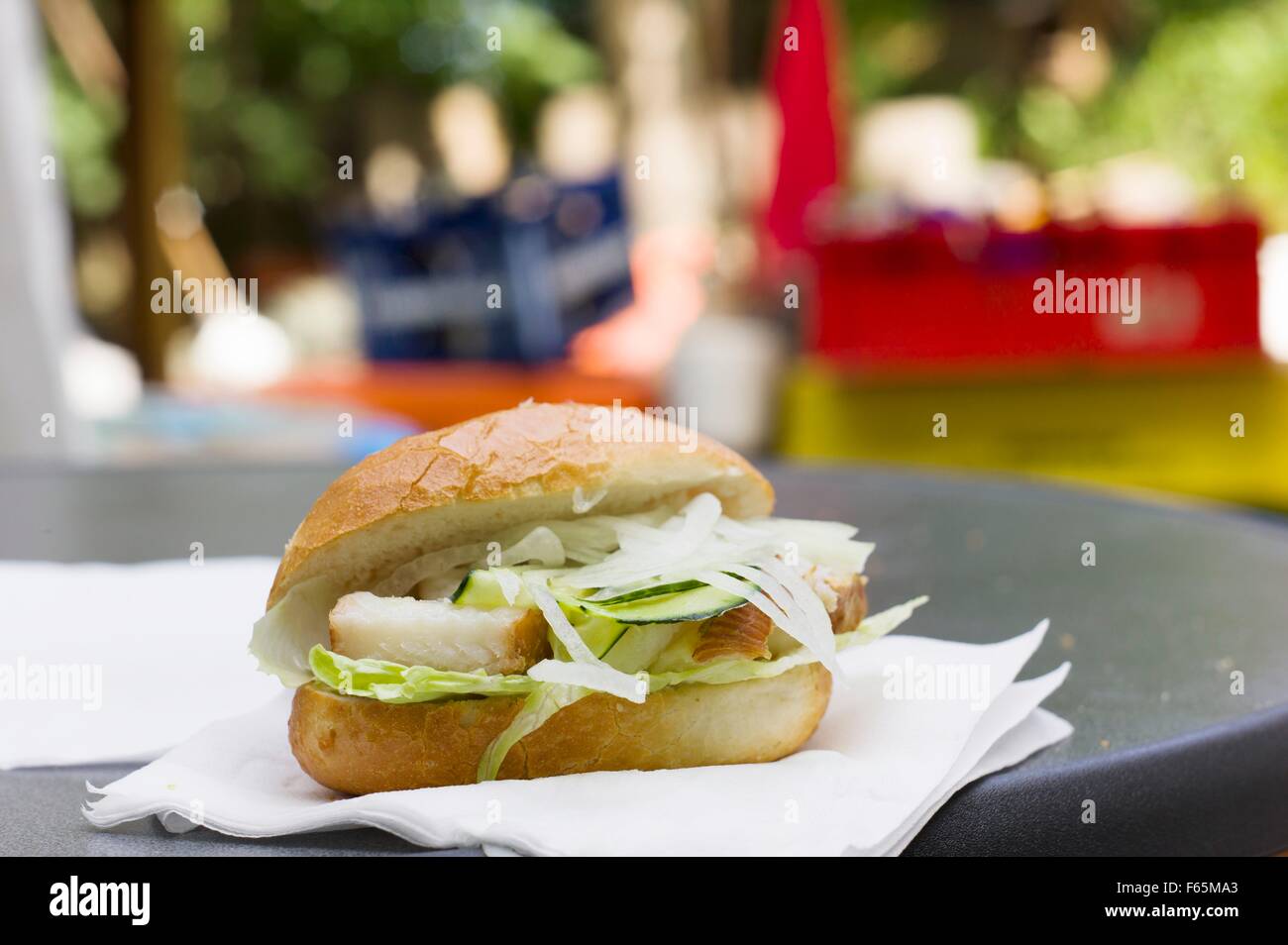 A fish roll with smoked halibut, Ahrenshoop Stock Photo - Alamy