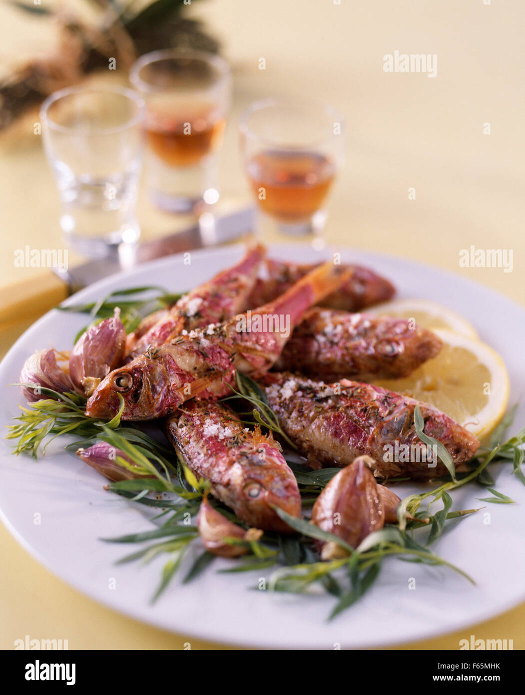 Bonifacio-style grilled red mullets Stock Photo - Alamy