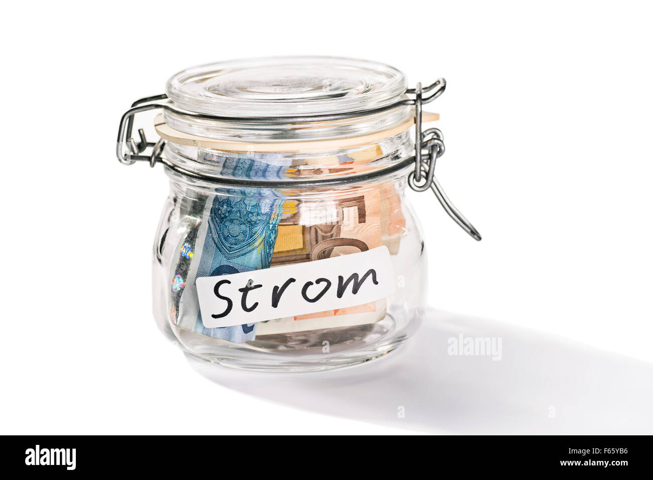 Glass jar labeled power Stock Photo - Alamy