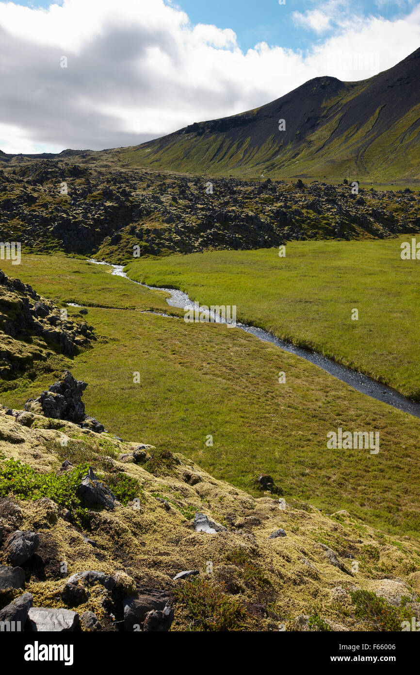 Iceland Landscape with volcanic rocks and mountains Stock Photo - Alamy