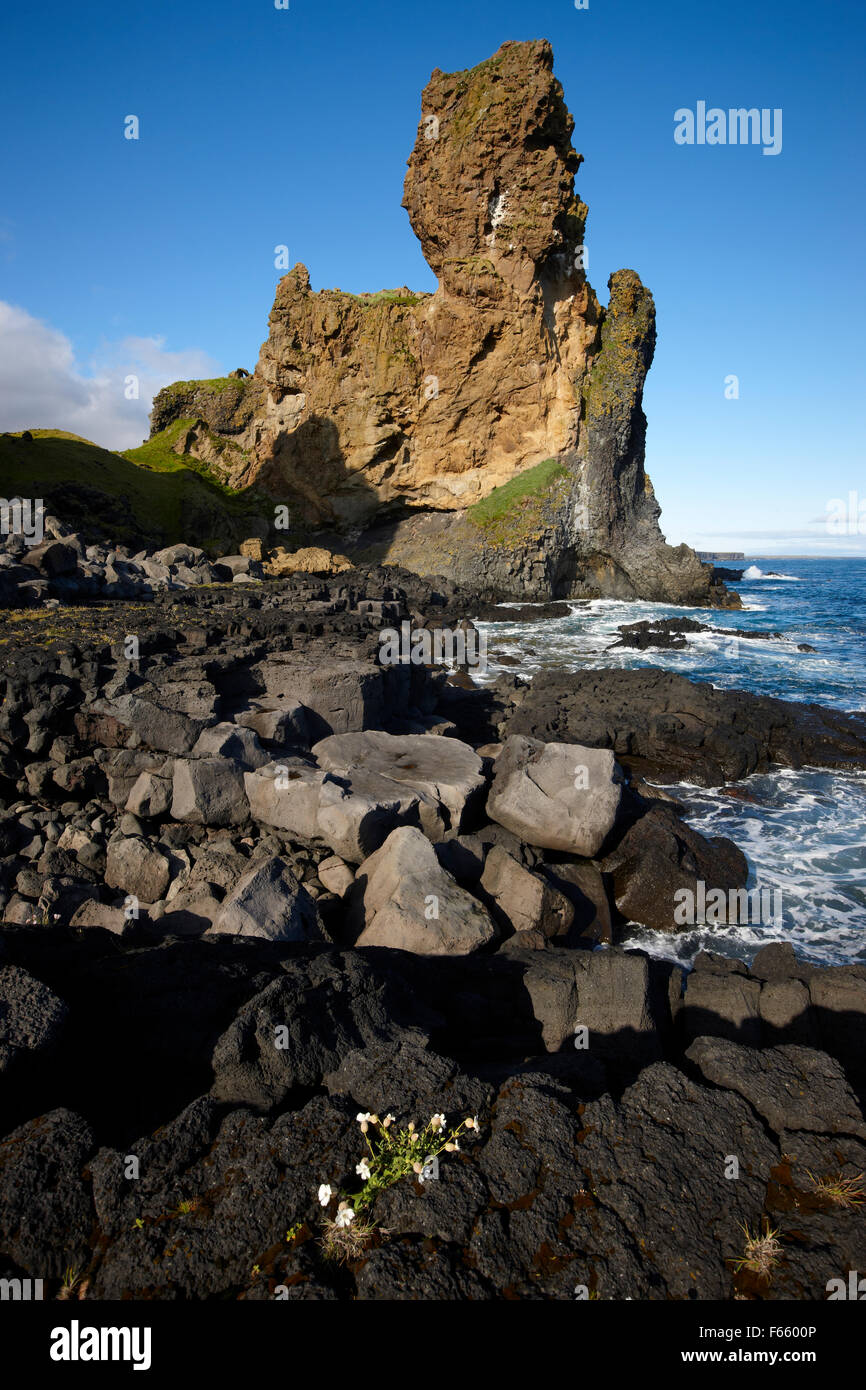 Basaltic rocks and North Atlantic Ocean at Iceland sea coast Stock ...