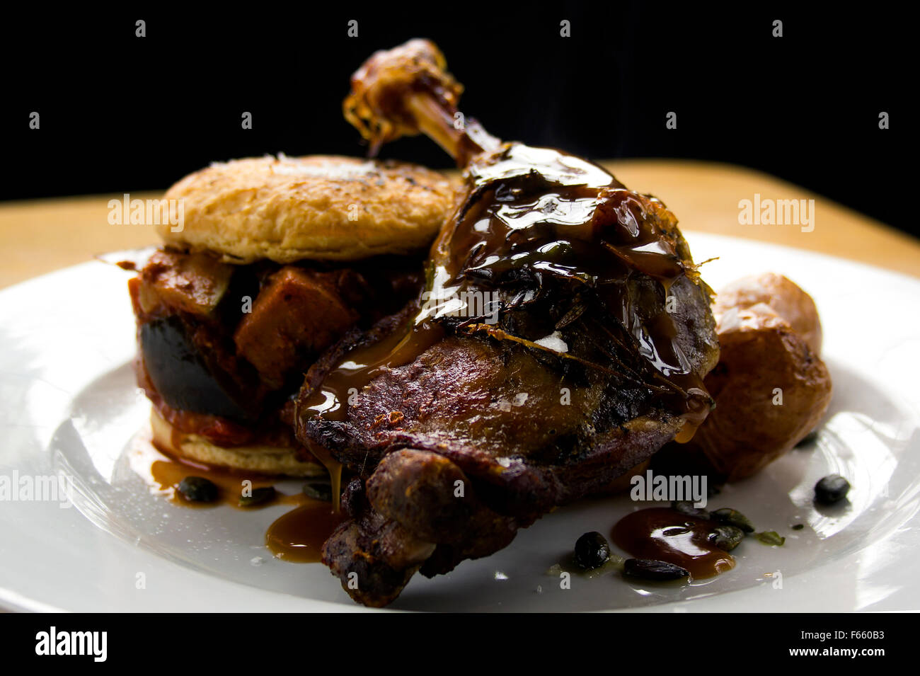 Pub Grub, leg of duck Stock Photo - Alamy