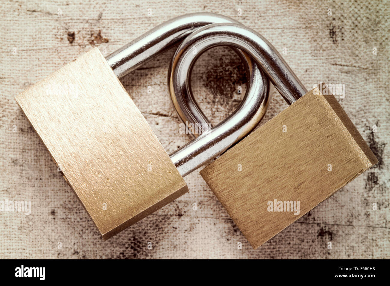 Two linked padlocks symbolizing good relationships or marriage Stock ...