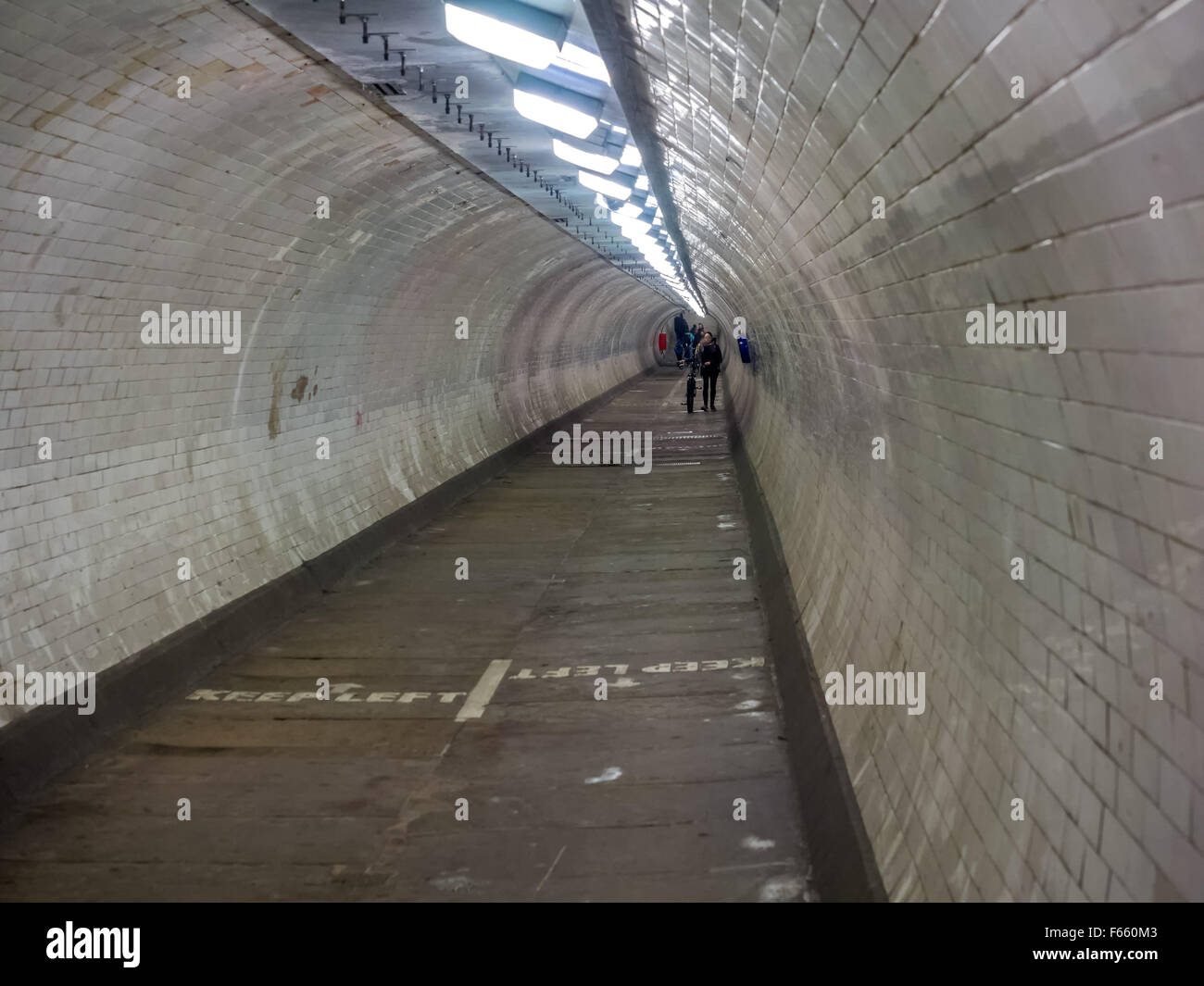 Vintage pedestrian tunnel under the Thames in Greenwich Village, London ...