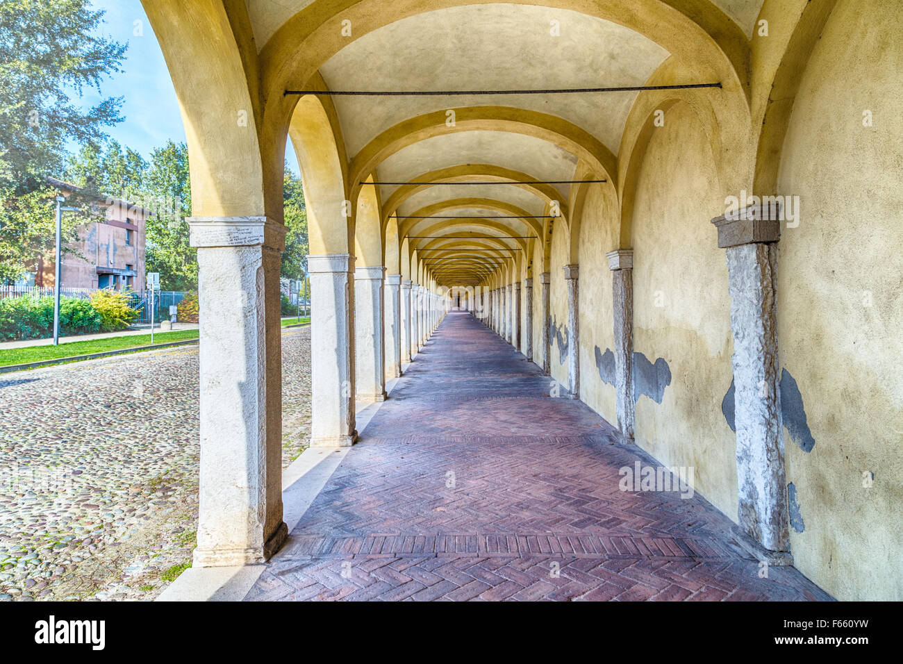 Archs of ancient porch in Italy Stock Photo - Alamy