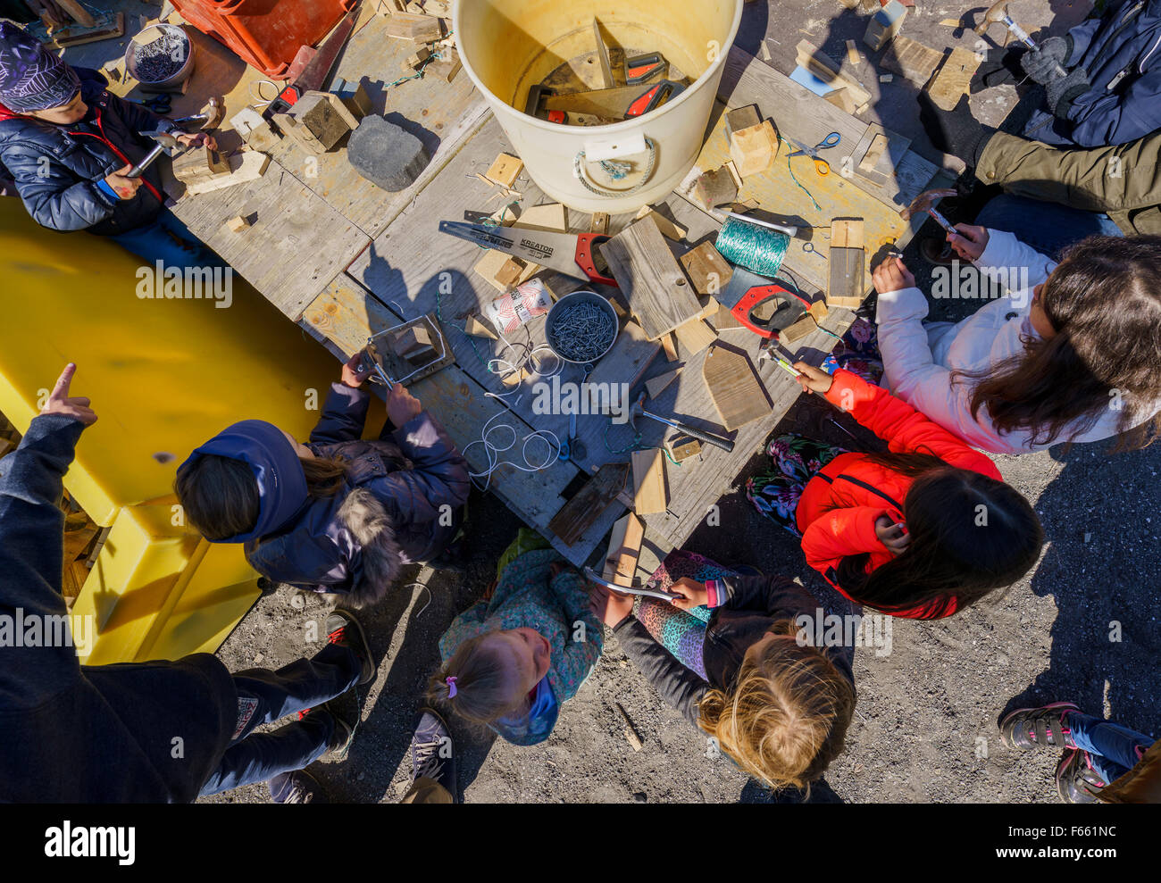 Children doing crafts at the annual Seaman's day festival, Reykjavik ...