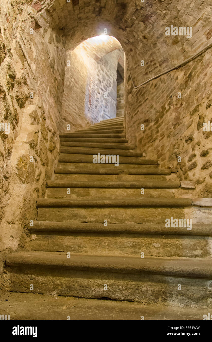 Hidden passage in a Italian medieval castle Stock Photo - Alamy