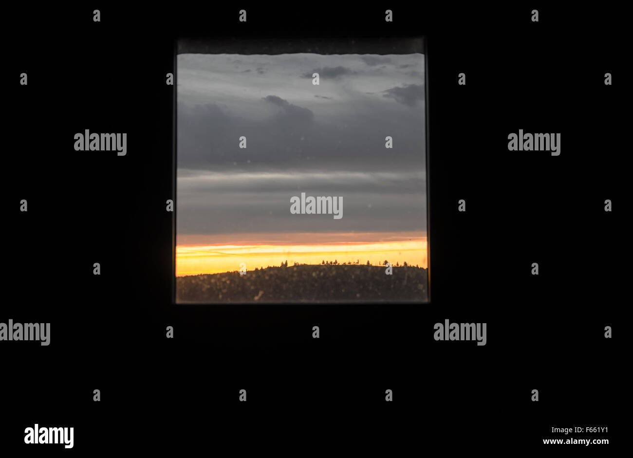 Sunrise view from a window in a natural park Stock Photo - Alamy