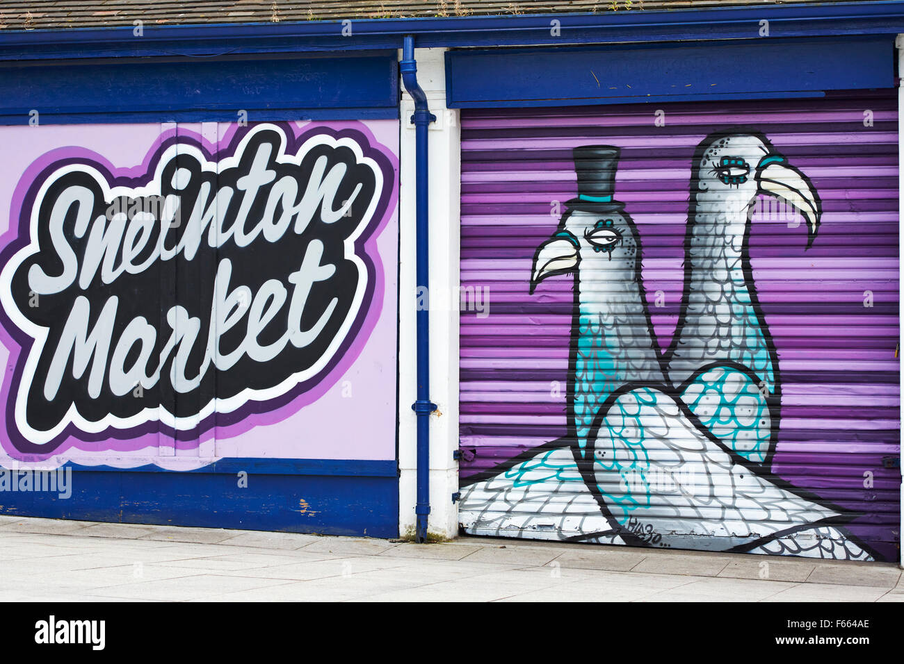 Colorful sign for the Sneinton Market area of Nottingham, England, UK ...