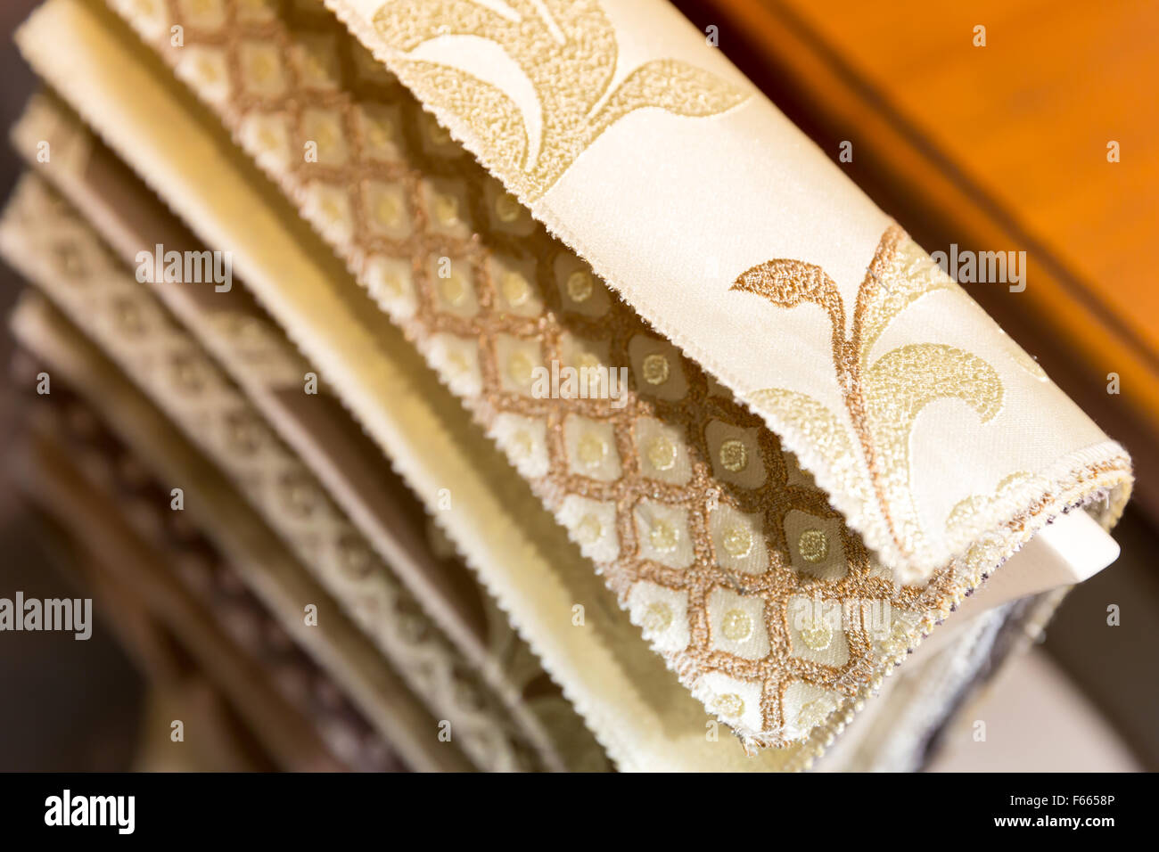 Various samples of textile closeup Stock Photo - Alamy