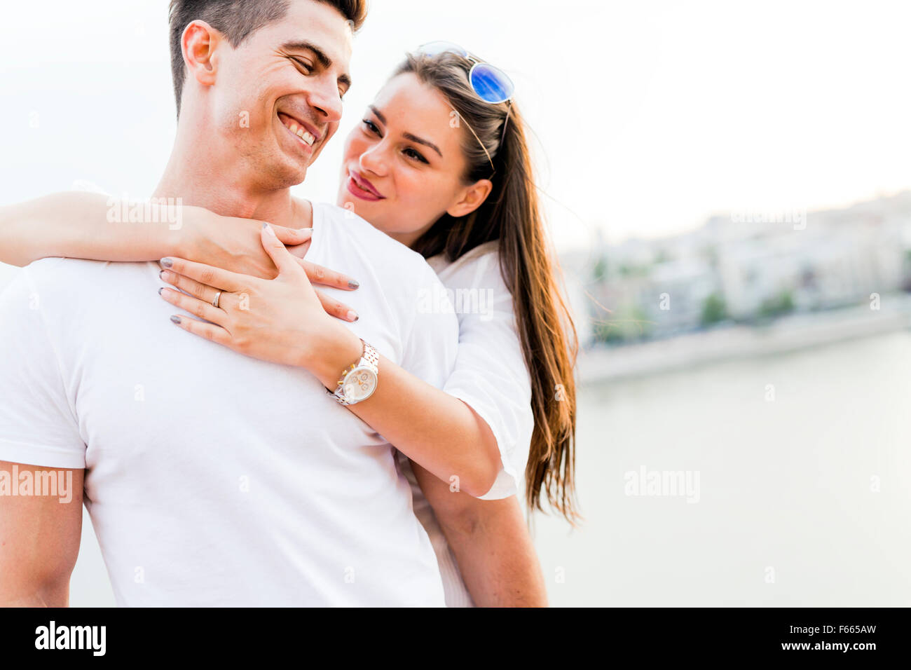 Young and beautiful couple in love bonding with each other Stock Photo ...