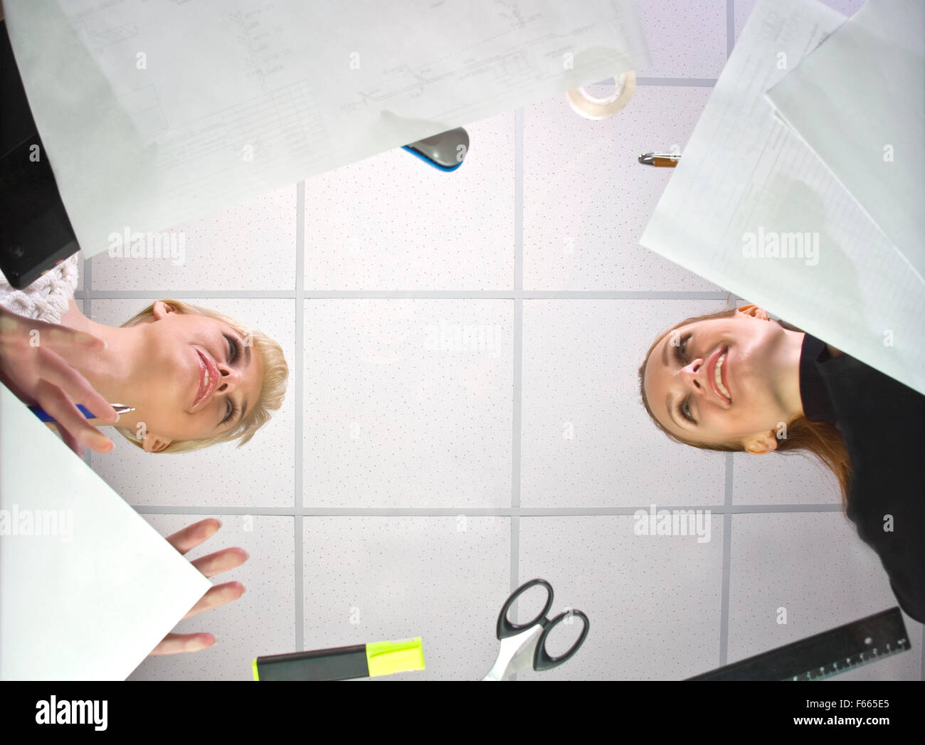 Business meeting. Under table view Stock Photo - Alamy