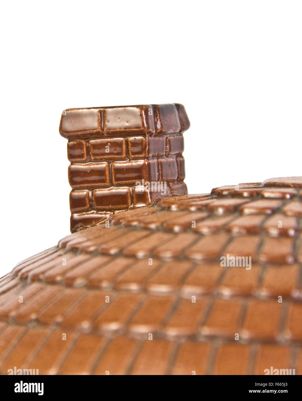 Brick flue on roof. Isolated Stock Photo - Alamy