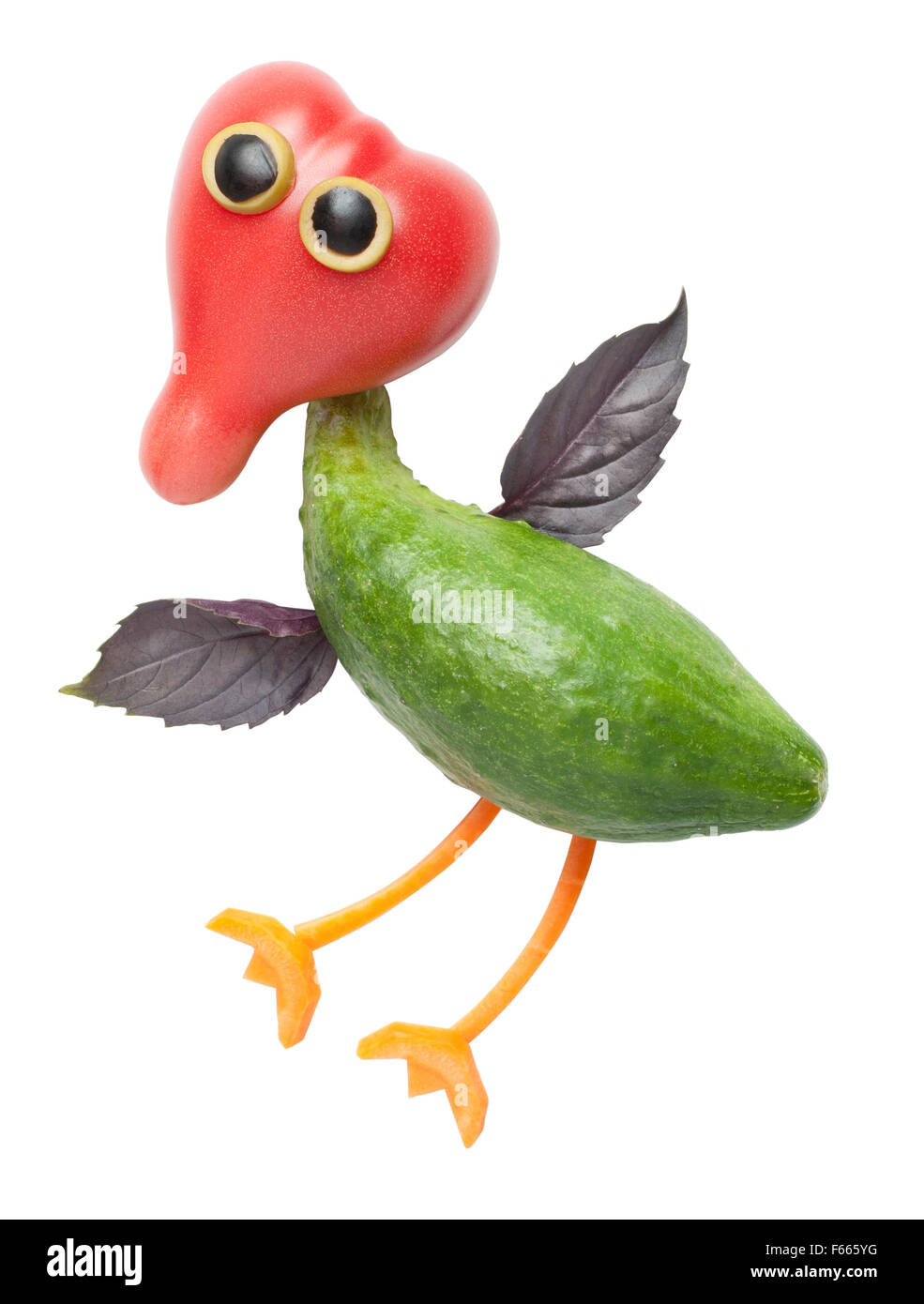 Funny bird made of vegetables Stock Photo - Alamy