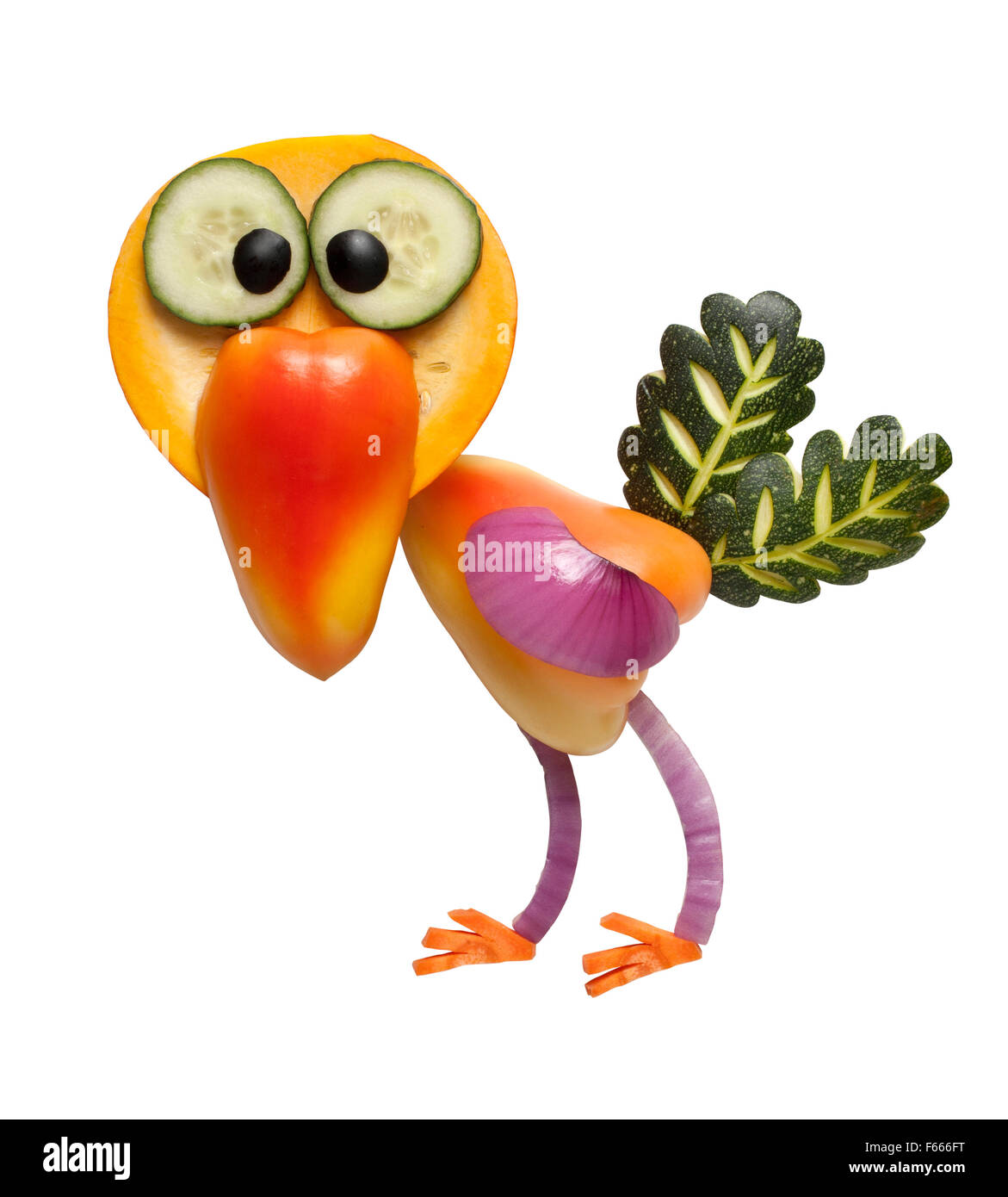 Funny bird made of vegetables Stock Photo - Alamy