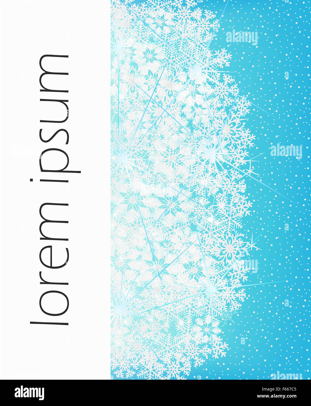 Winter background with snowflakes and snow with space for text on side ...