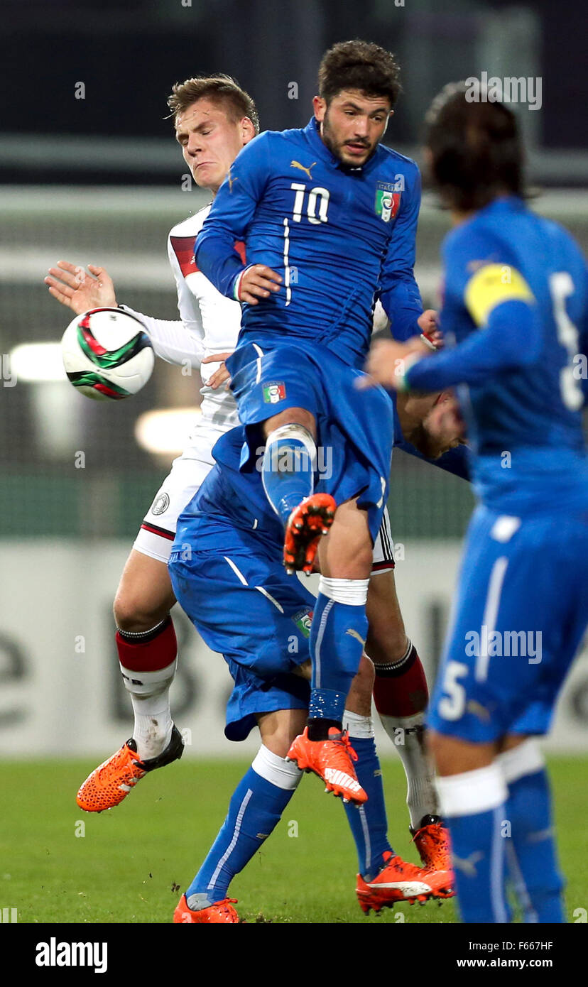 Germany's Max Christiansen (l) and Italy's Stefano Sensi (c) compete ...