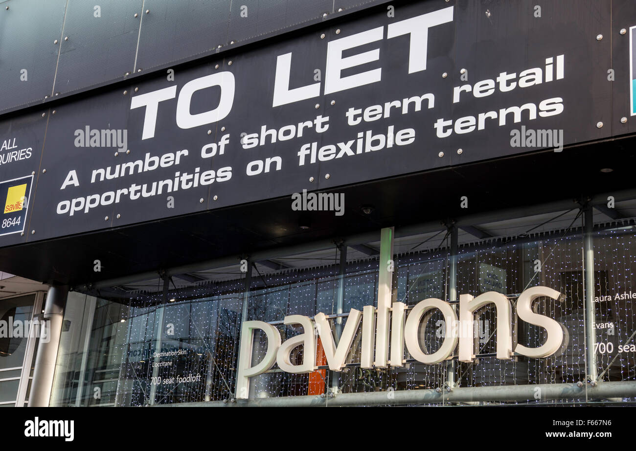 Shops to let in the Pavilions shopping Centre, Birmingham, England, UK ...