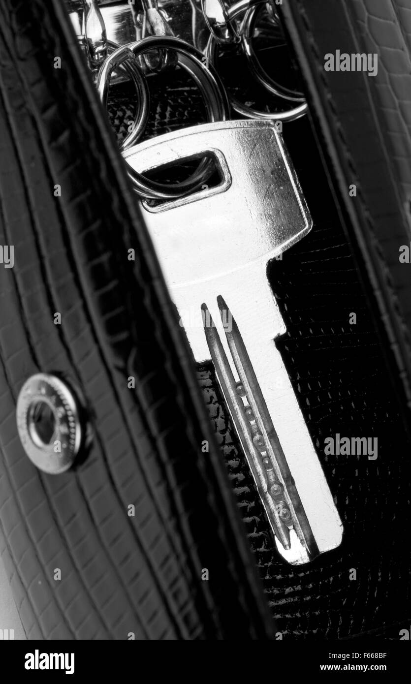 Keys in lock house Black and White Stock Photos & Images - Alamy