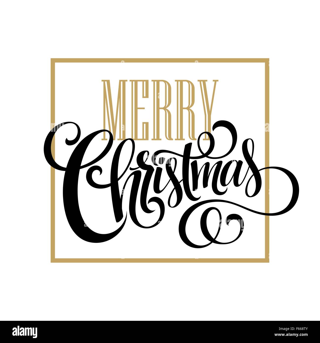 Merry Christmas Lettering Design Vector Illustration Stock Vector