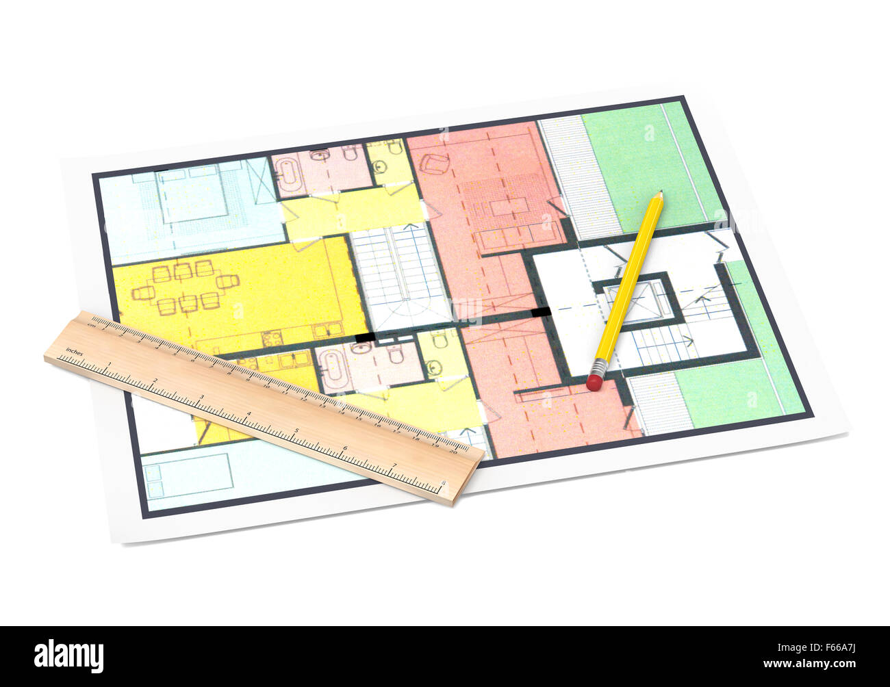 House plan on white background Stock Photo - Alamy
