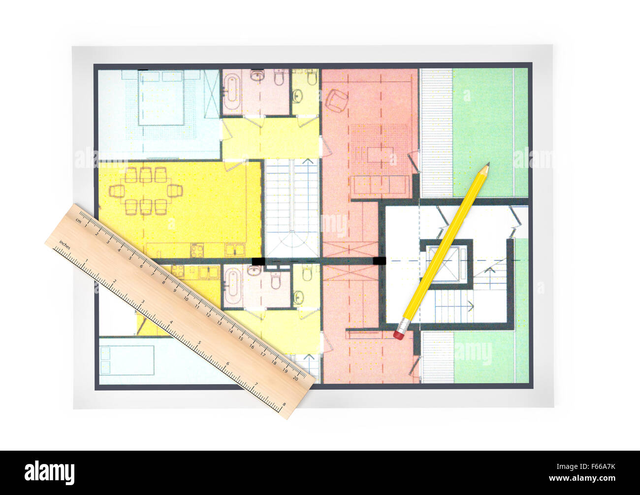 House plan on white background Stock Photo - Alamy