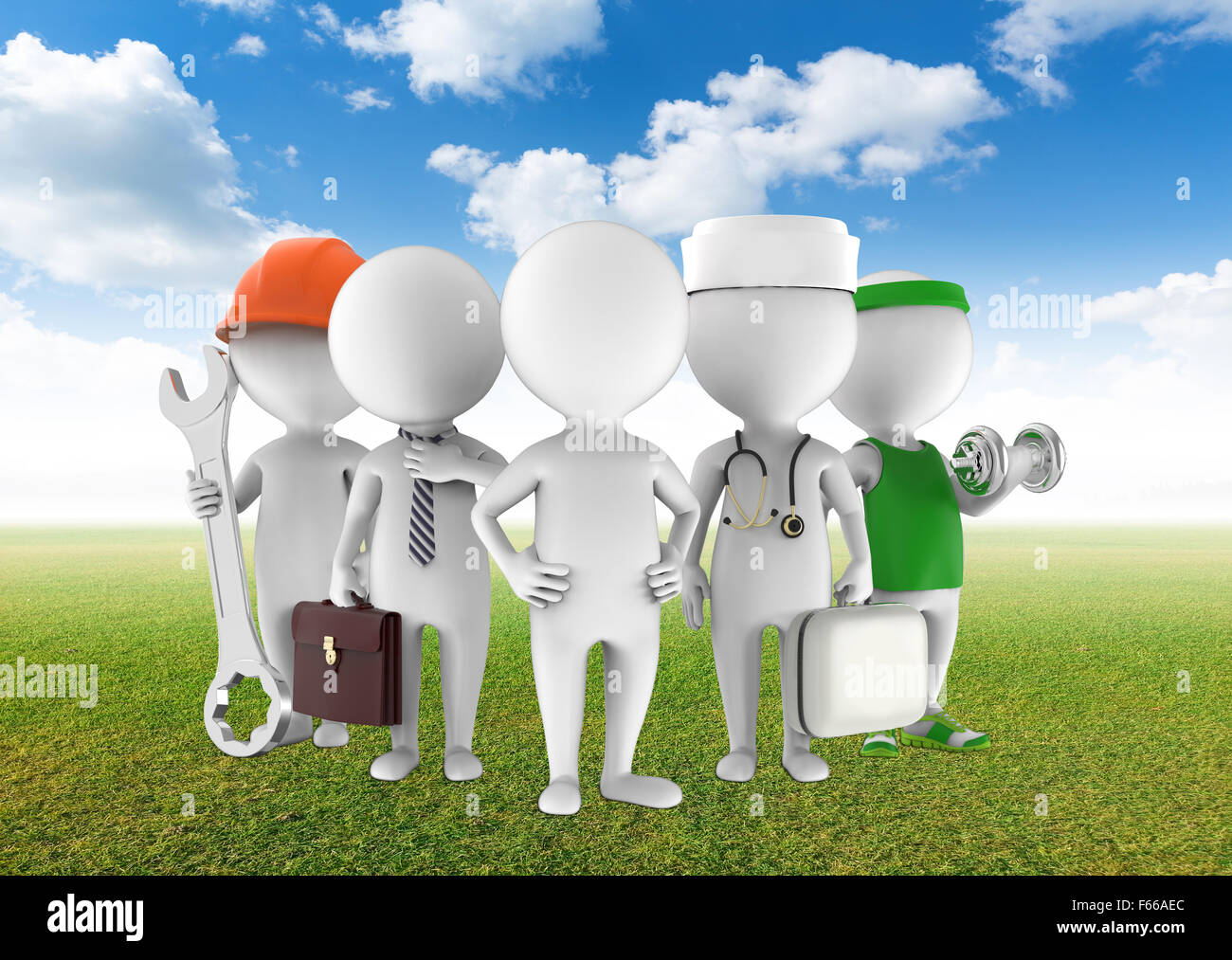 Five figures of man on nature background Stock Photo - Alamy