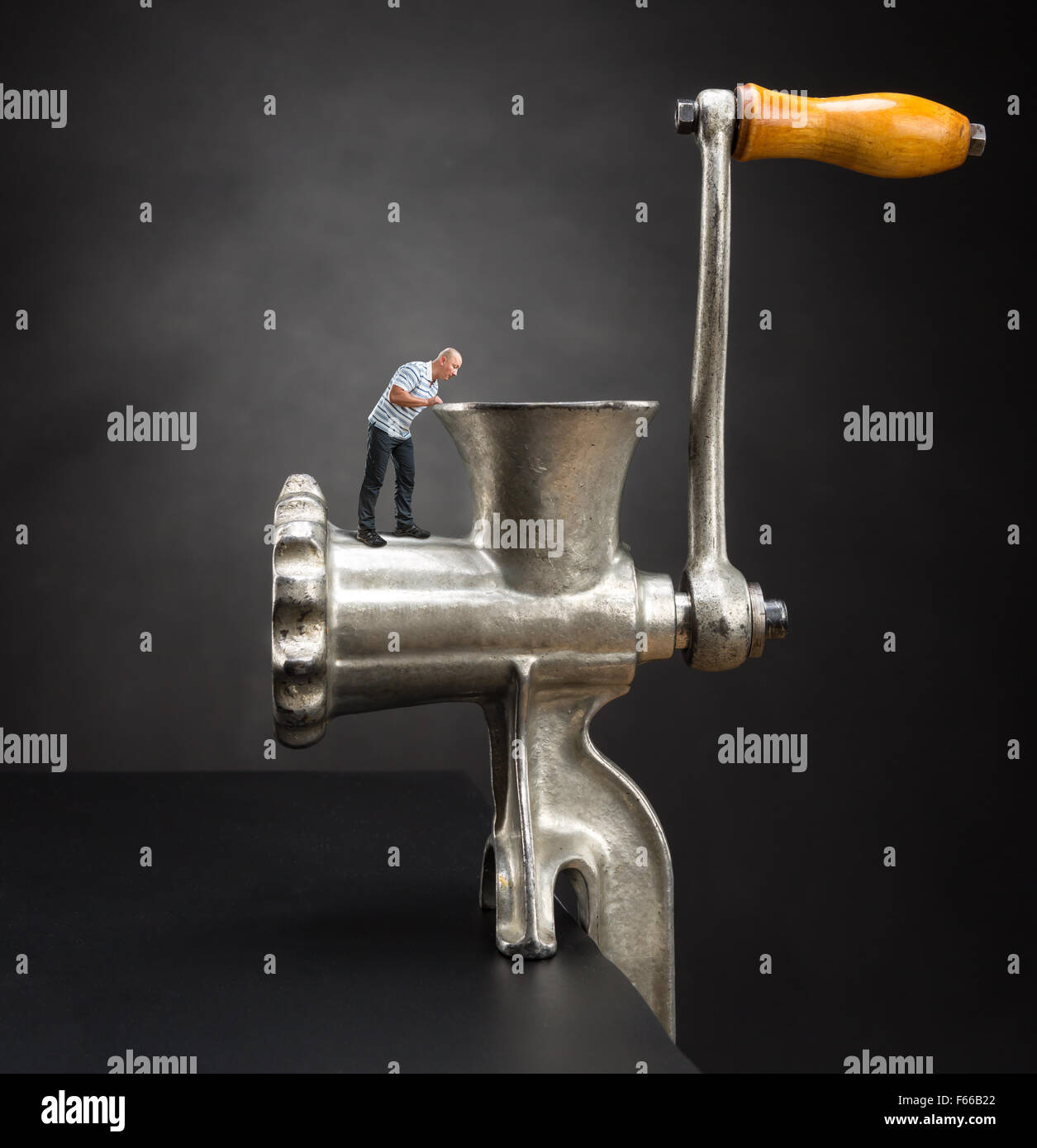 Man and grinder Stock Photo - Alamy