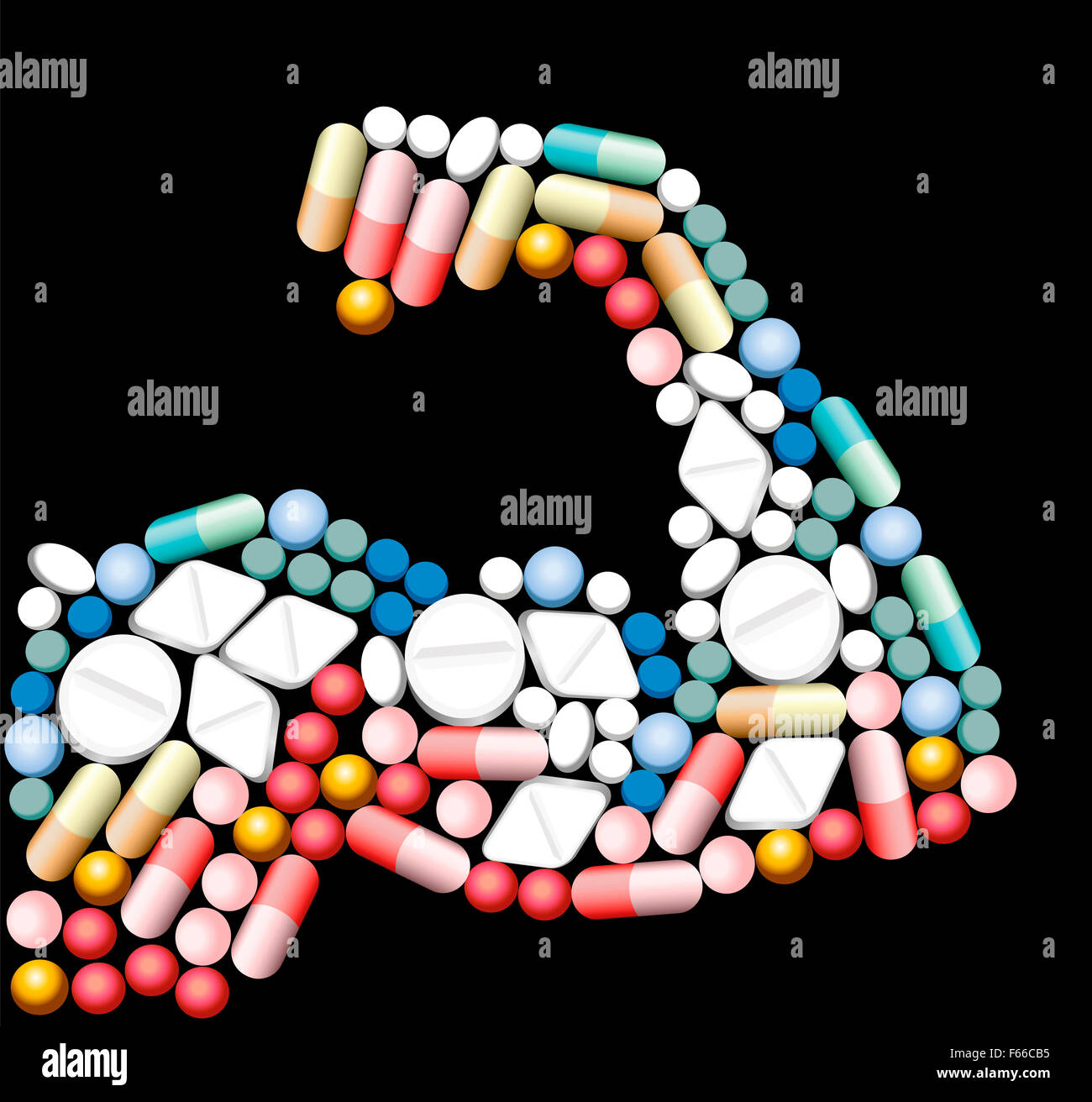 Anabolic drugs, pills and capsules, that shape the biceps of a muscular ...