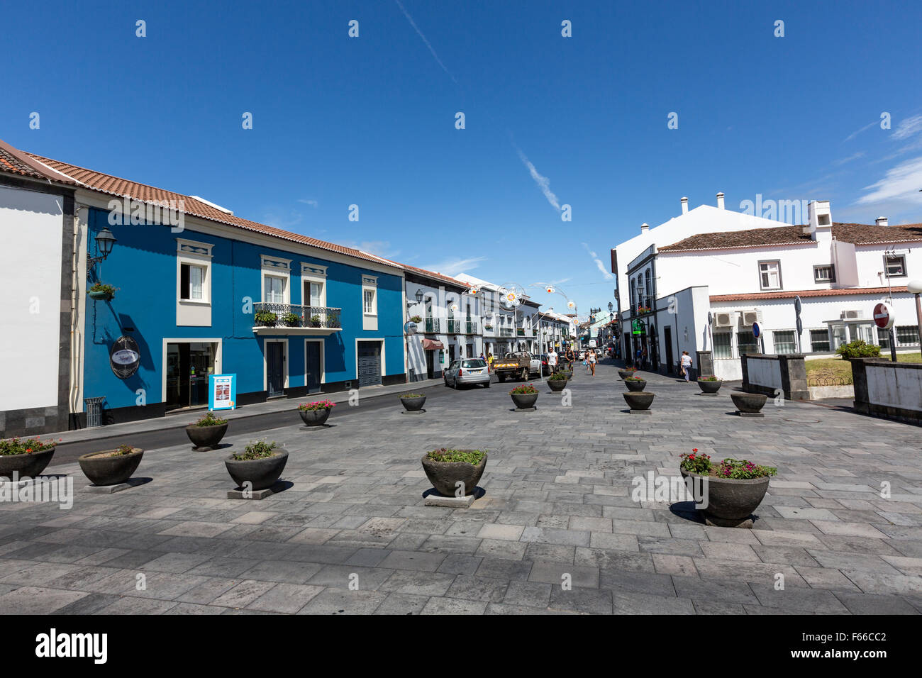 Main street in Ribeira Grande, São Miguel, Azores, Portugal Stock Photo ...