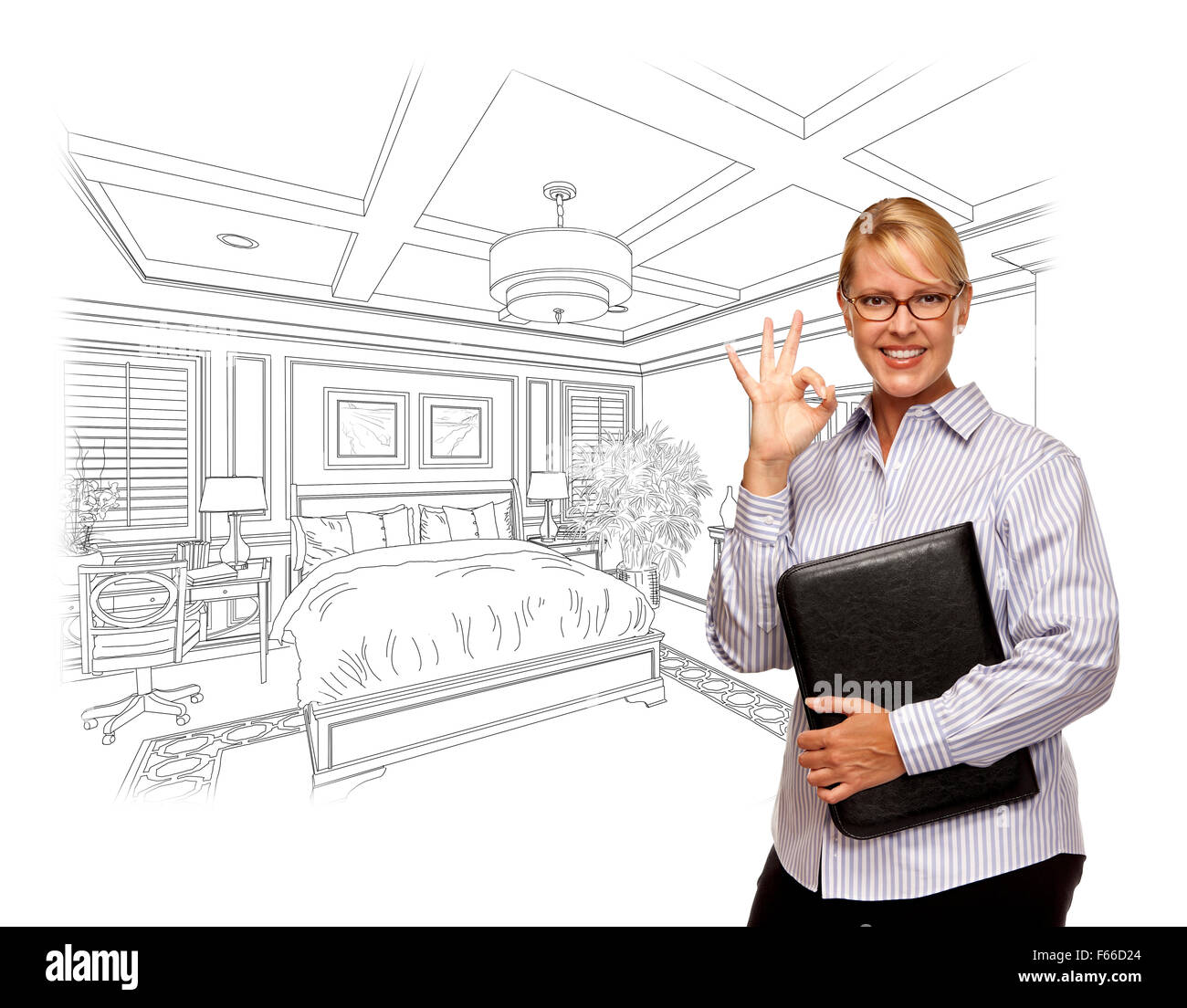 Interior designer woman drawing Cut Out Stock Images & Pictures - Alamy