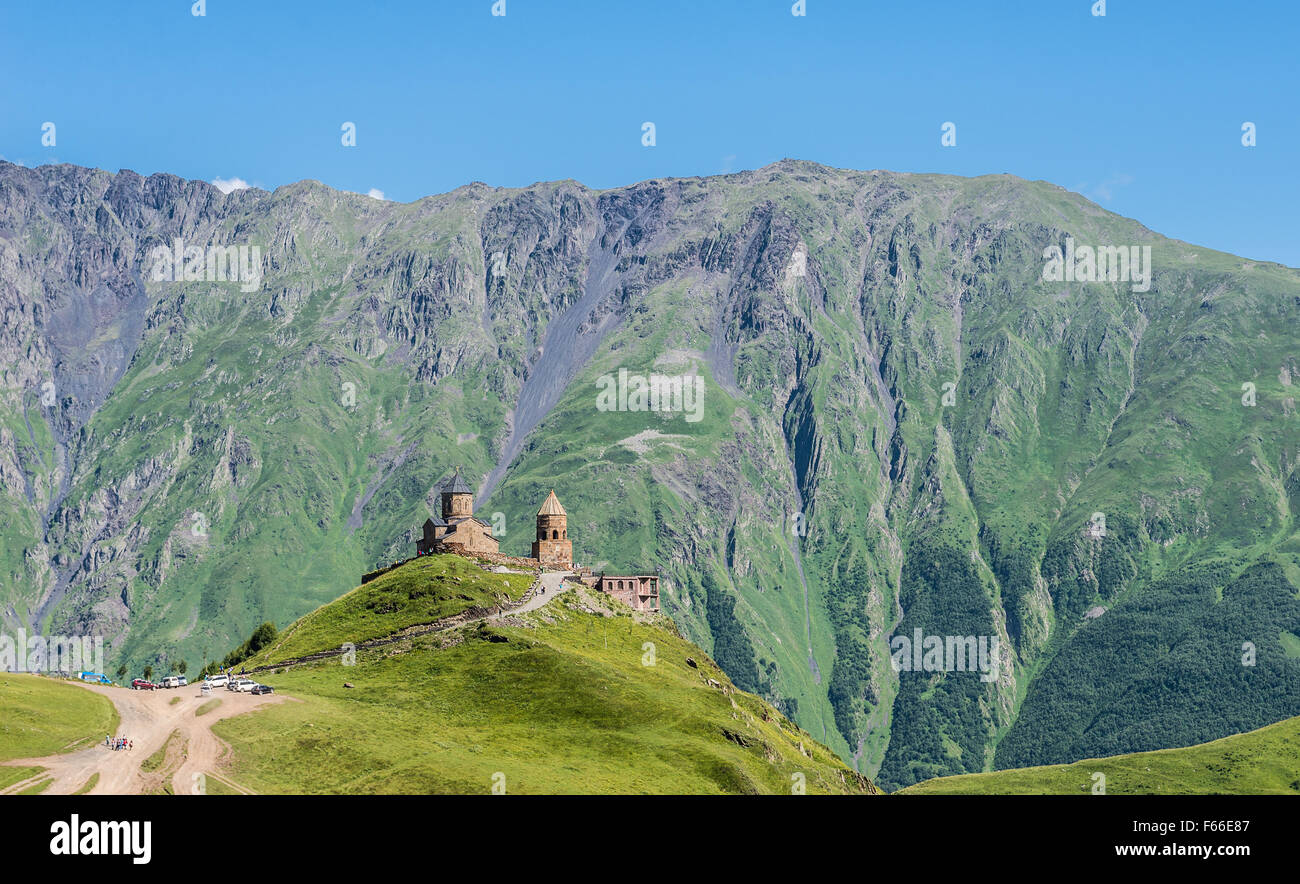 Famous 14th century Holy Trinity Church (Tsminda Sameba) near Gergeti ...