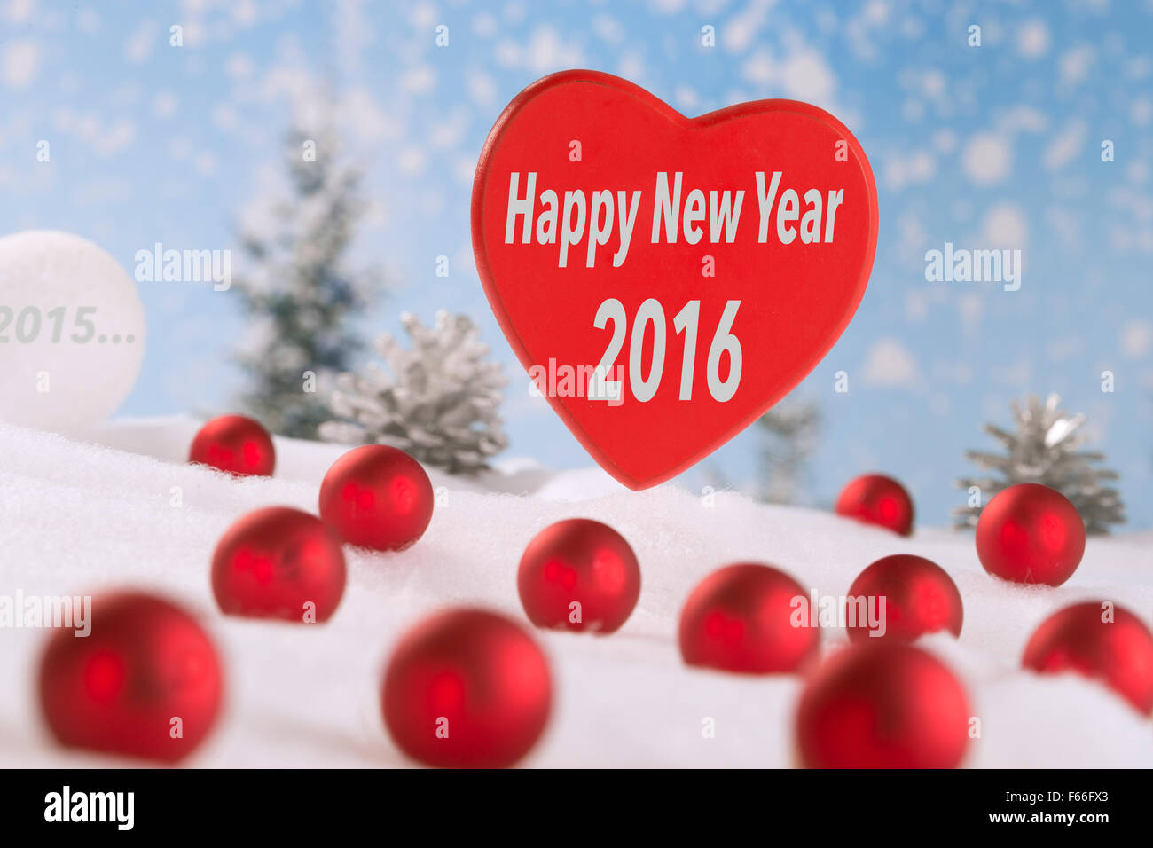 Red fabric heart with happy new year Stock Photo - Alamy