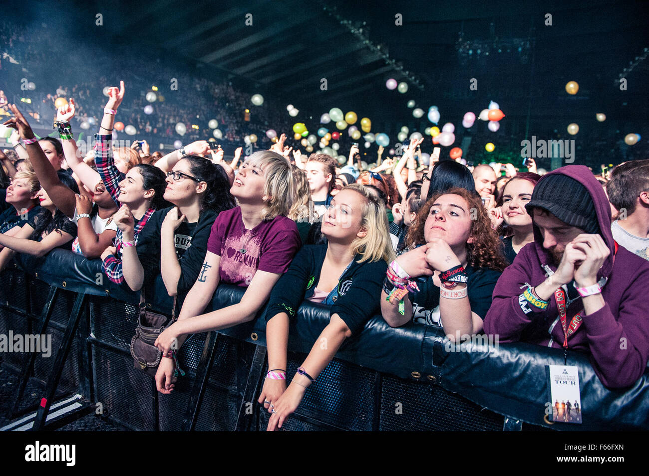 American alternative dance duo 'Matt and Kim' performing live on stage ...