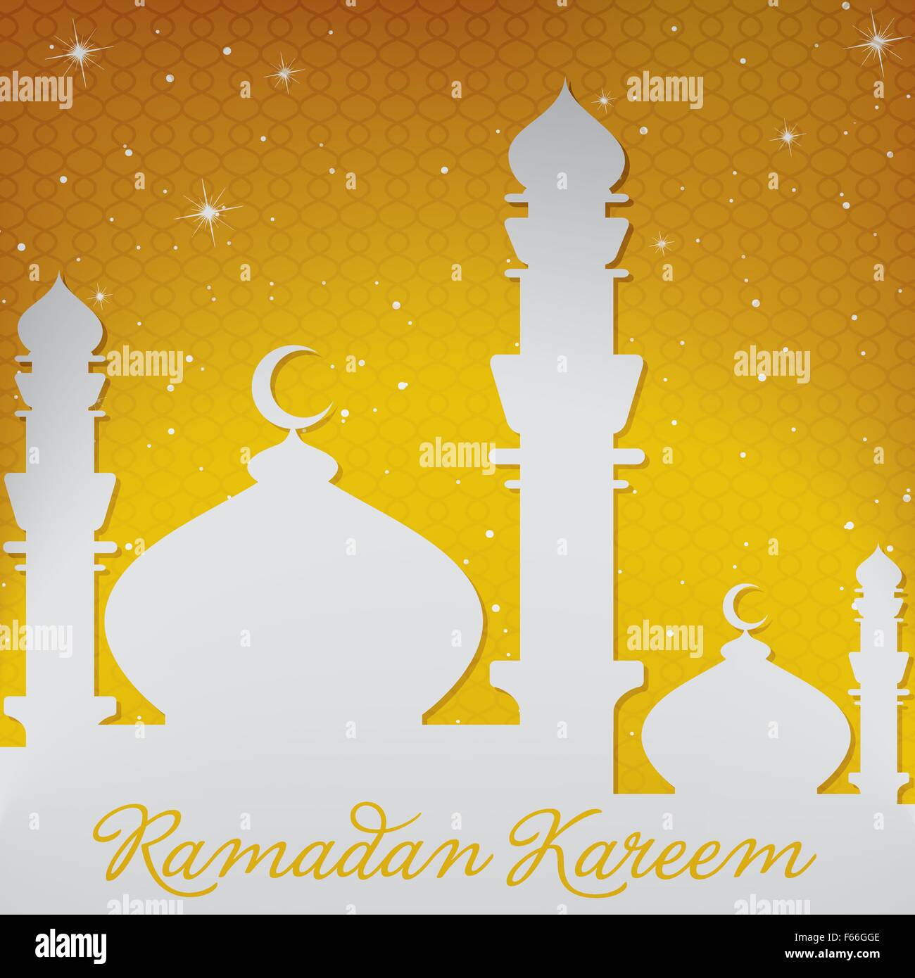 Silver Mosque and stars "Ramadan Kareem" (Generous Ramadan) card in ...