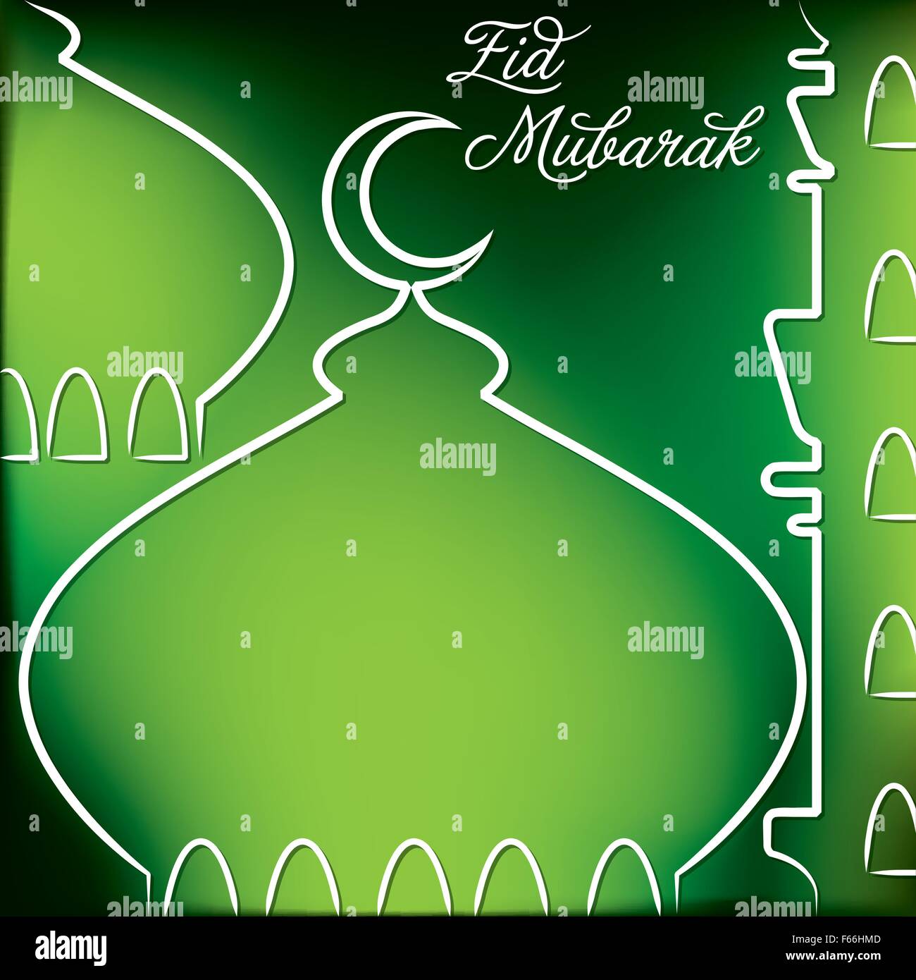 Bright "Eid Mubarak" (Blessed Eid) Mosque card in vector format Stock ...
