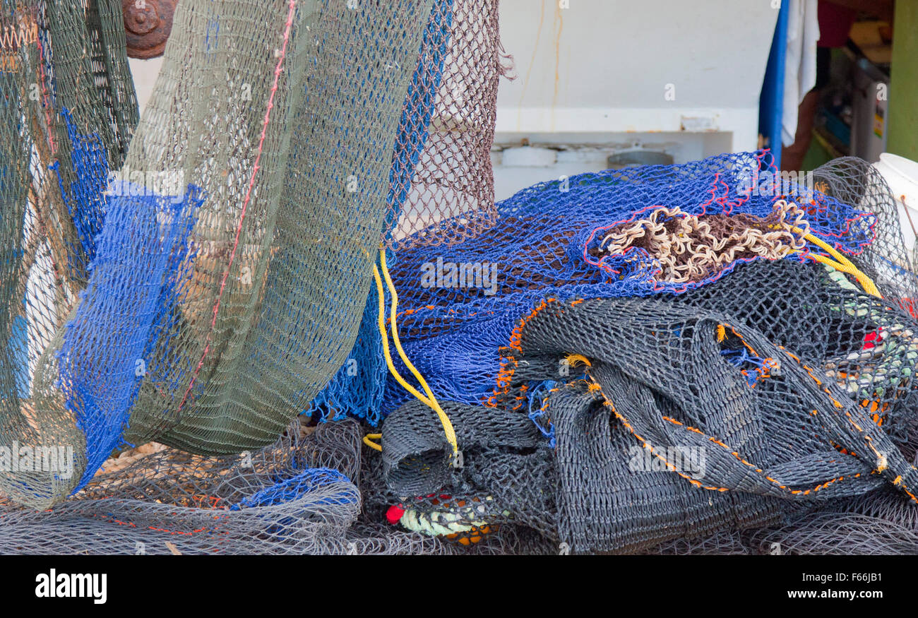 lots of blue fishing nets Stock Photo - Alamy