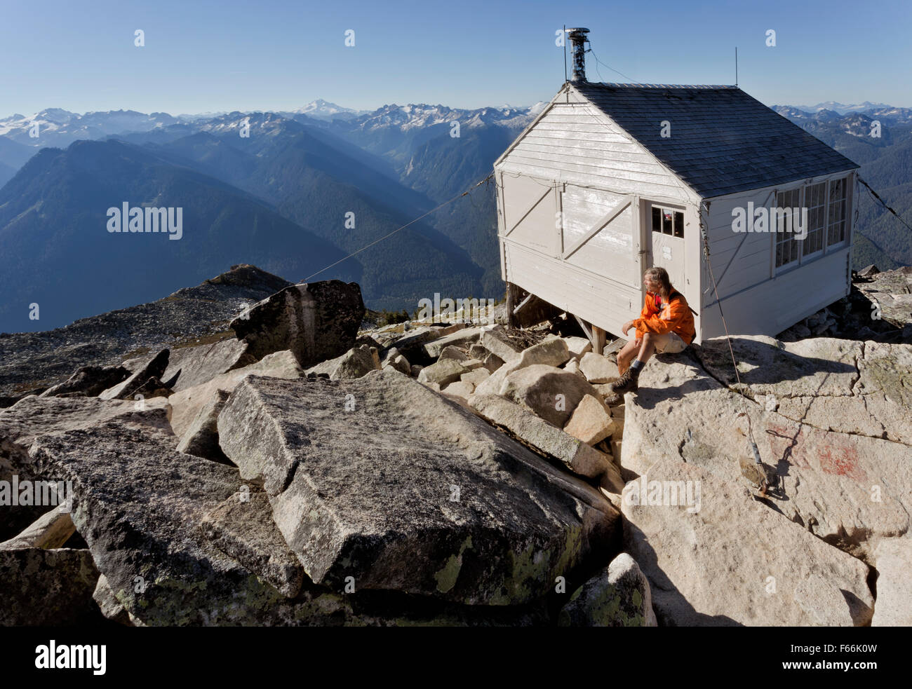WASHINGTON - Hiker at the Hidden Lake Peaks Lookout in the North ...