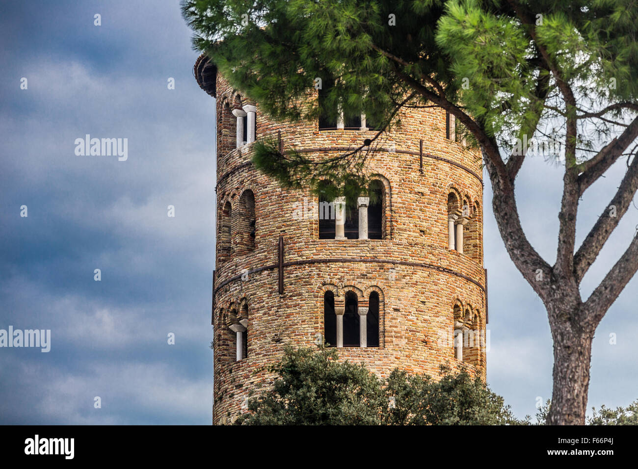 architecture details of cylindrical bell tower of the ninth century ...