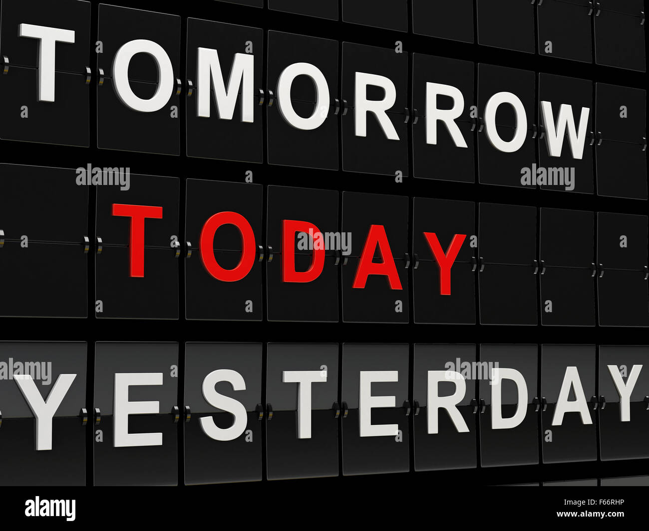3d renderer illustration. Airport board with tomorrow, today and ...
