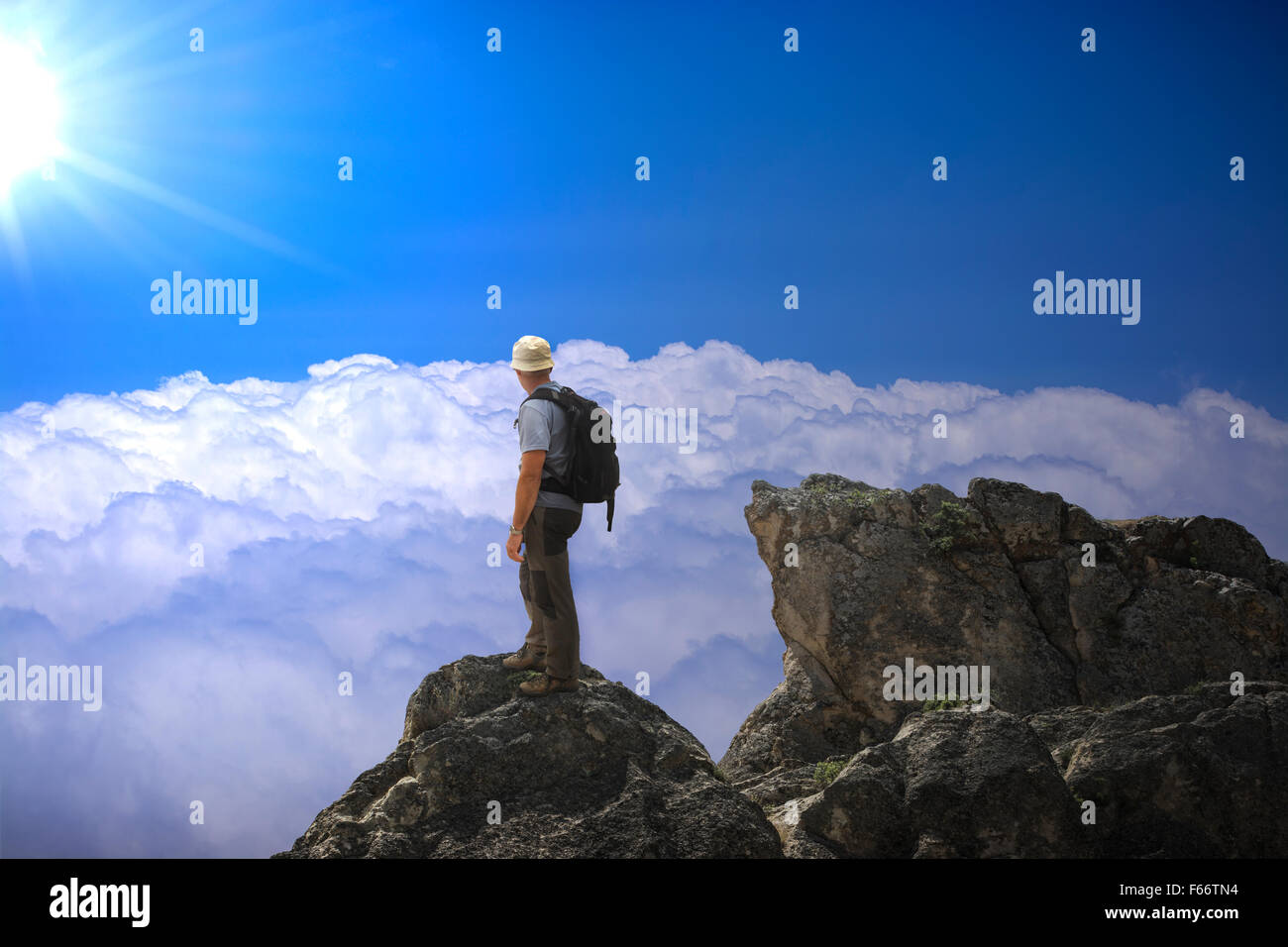 The man on the summit Stock Photo - Alamy
