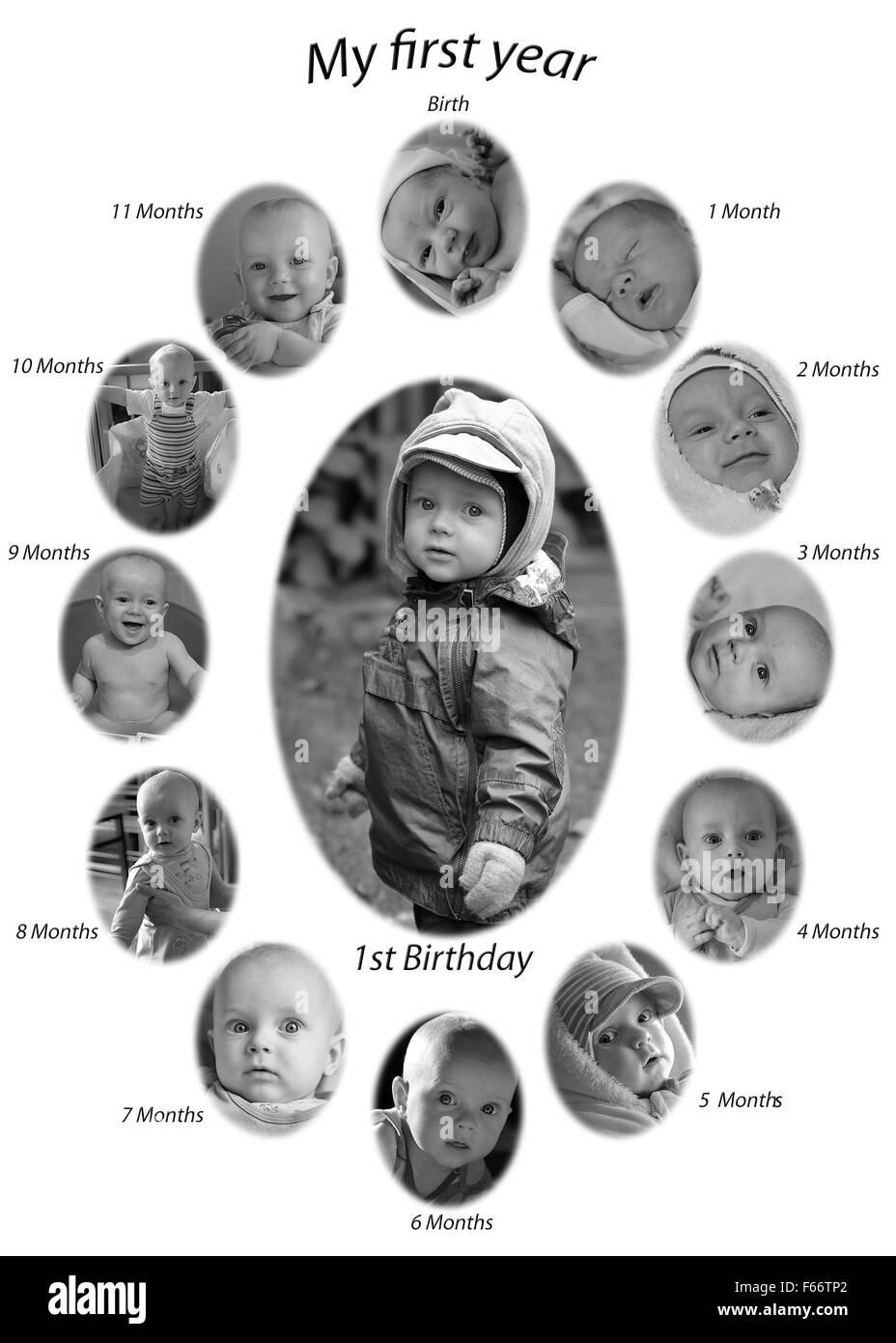 The photos of a baby growing from birth to one year Stock Photo - Alamy