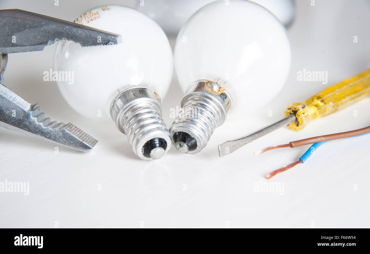 Electrical equiptment for the home including light bulbs wire wiring ...