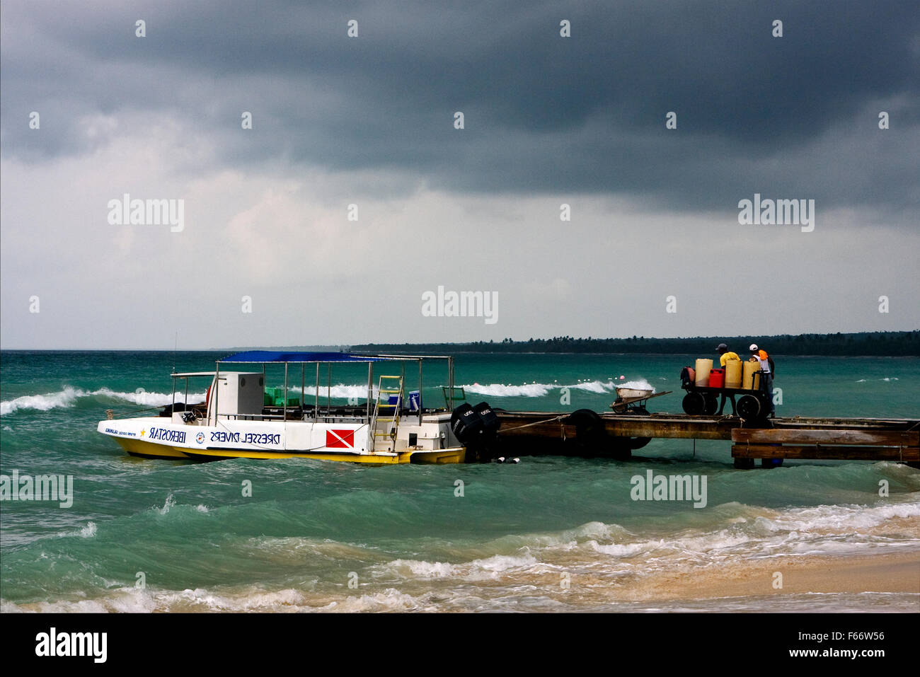 people harbor water boat yacht and summer in republica dominicana Stock ...