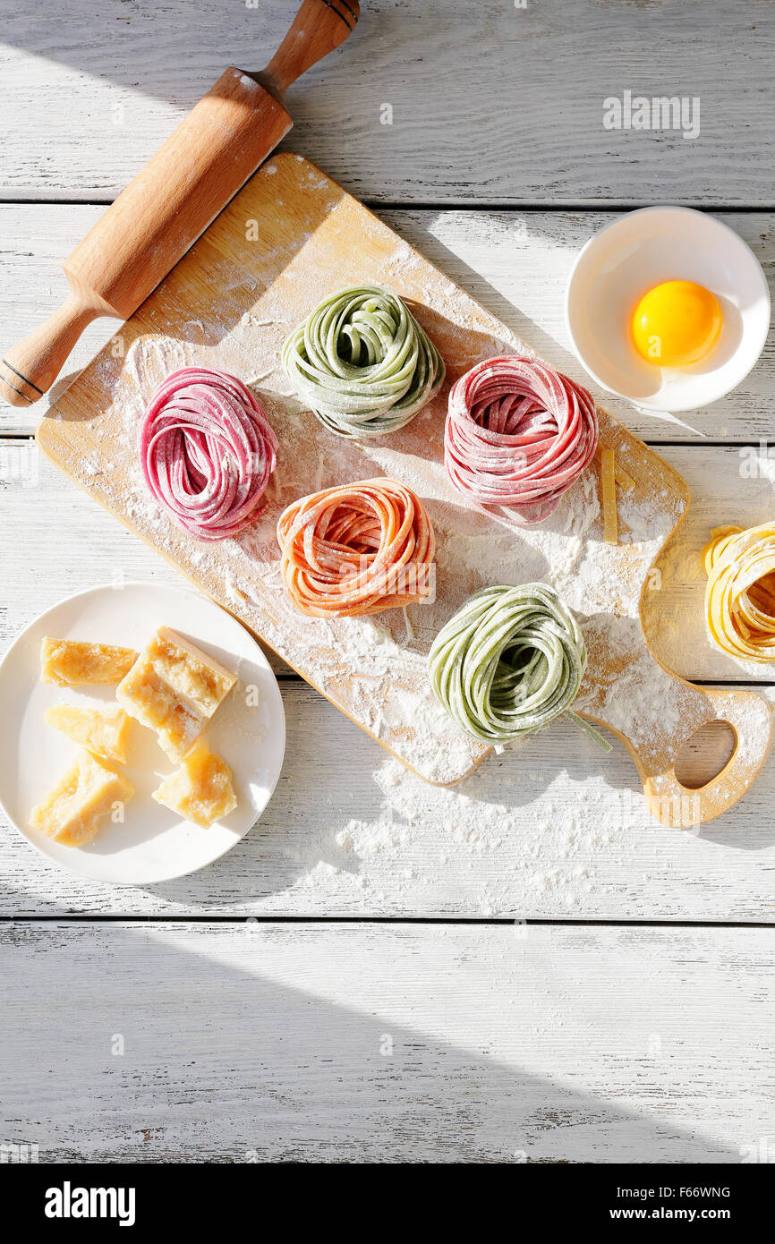 Raw tagliatelle pasta on cutting hi-res stock photography and images ...