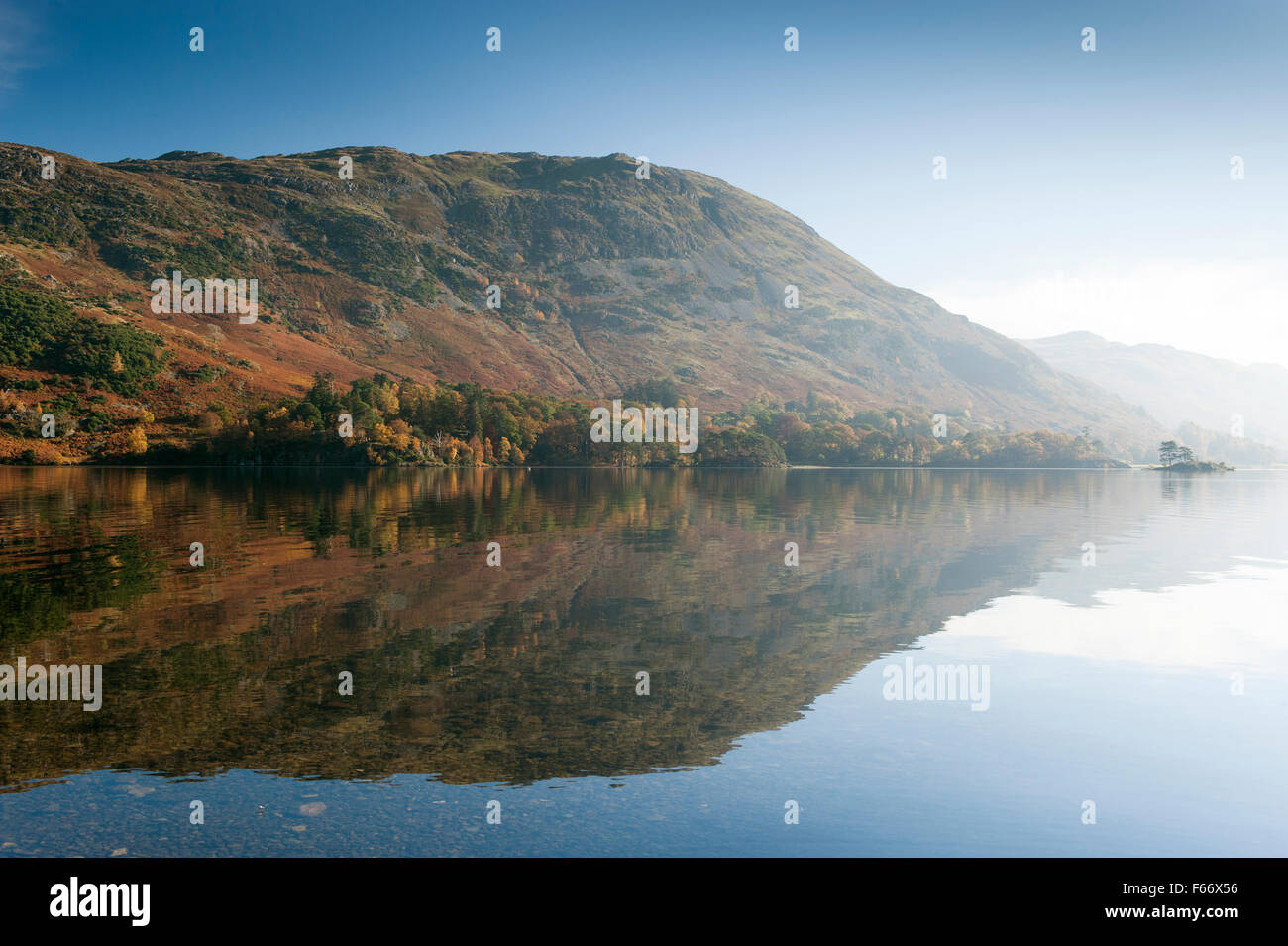 Silver Point on Ullswater seen from Glencoyne on an autumns morning ...
