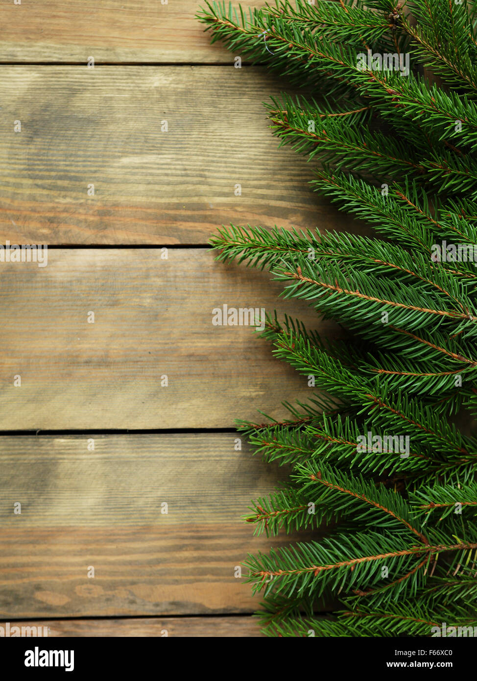 green spruce on old wooden panel, christmas background Stock Photo - Alamy