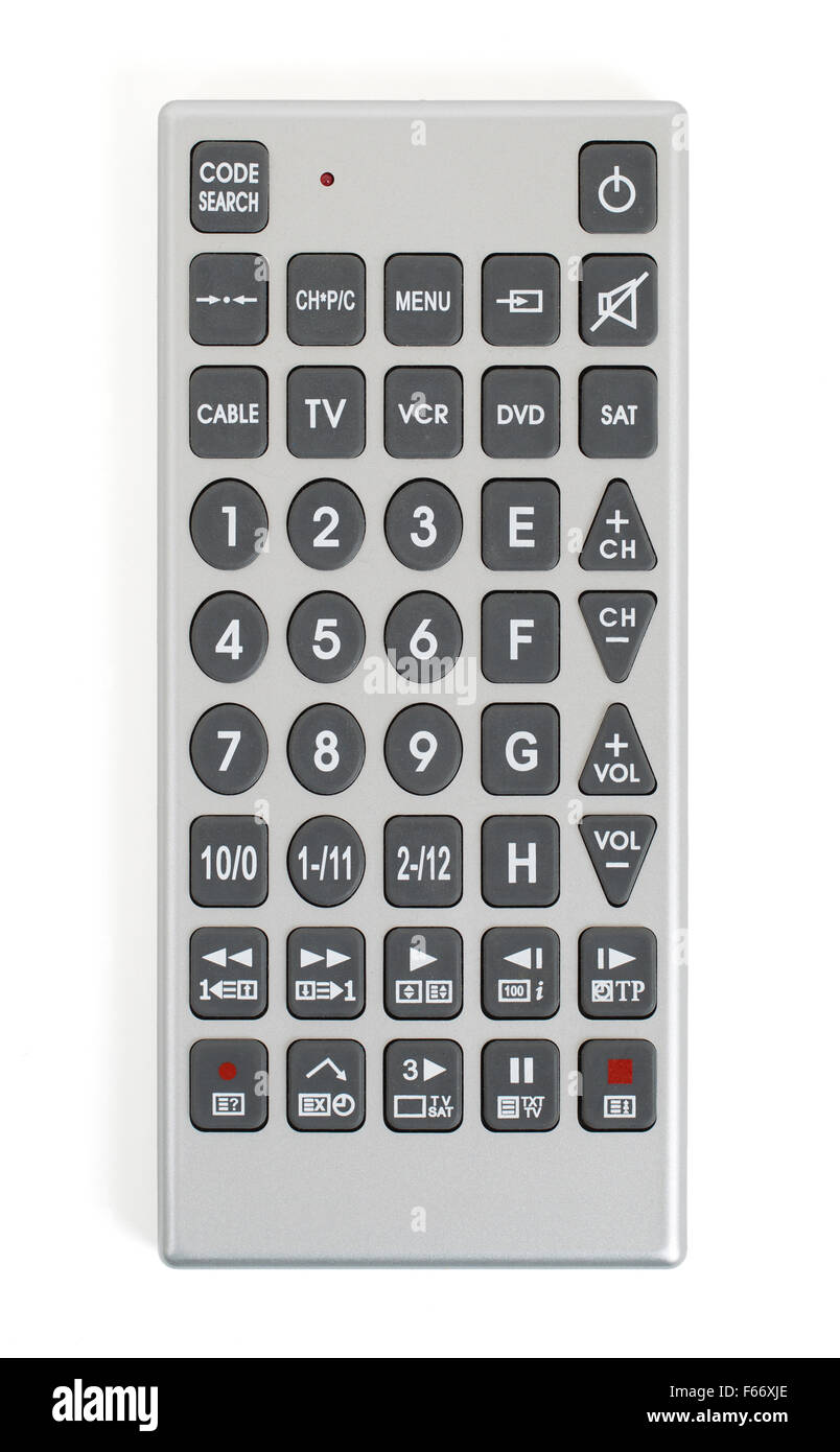 Old remote control tv, isolated on white background Stock Photo - Alamy