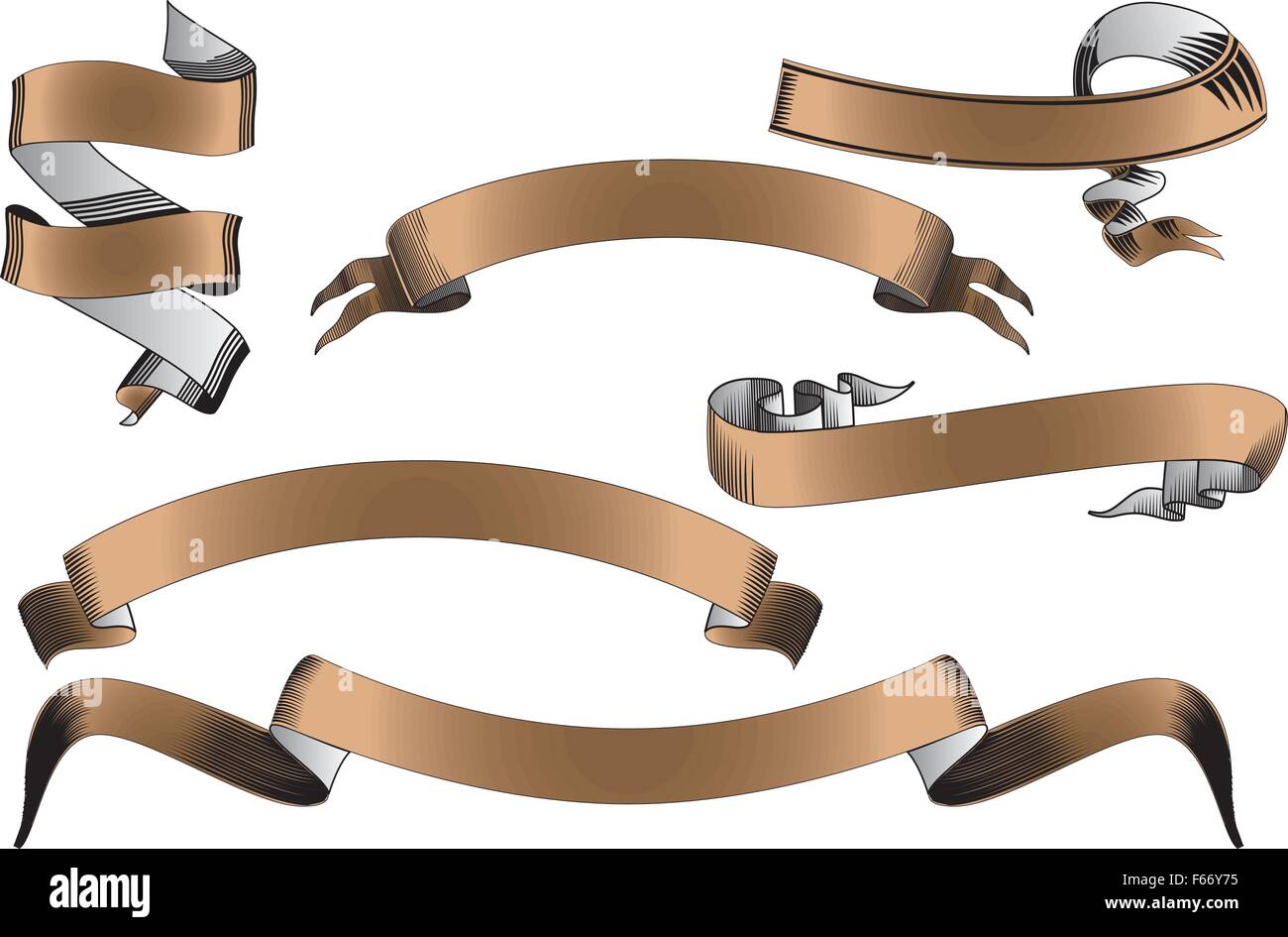 Brown ribbons set isolated on white background - vector illustration ...