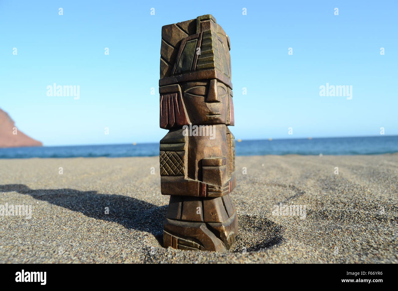 Ancient Maya Statue on the Sand Beach Stock Photo - Alamy